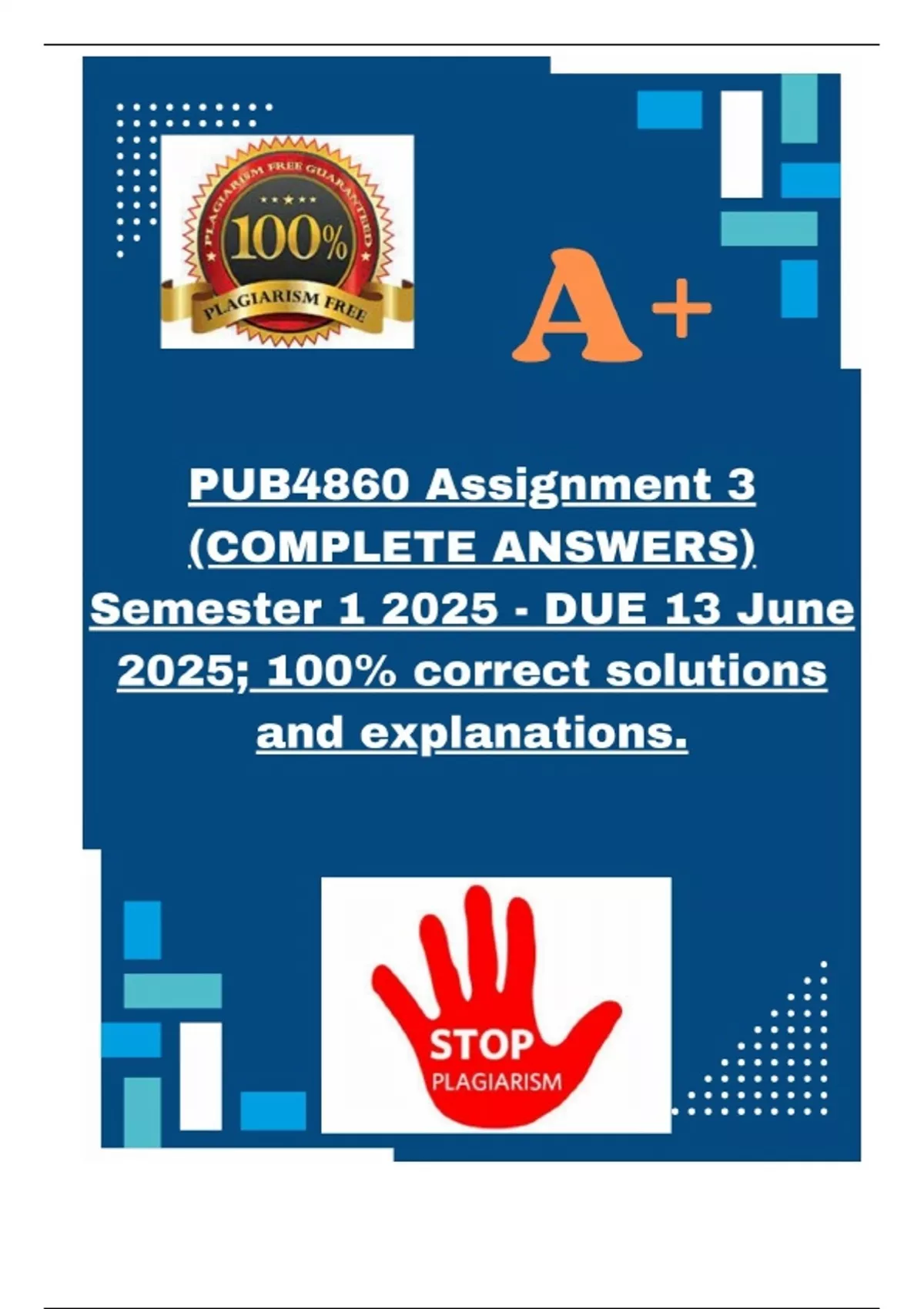 PUB4860 Assignment 3 (COMPLETE ANSWERS) Semester 1 2025 - DUE 13 June ...
