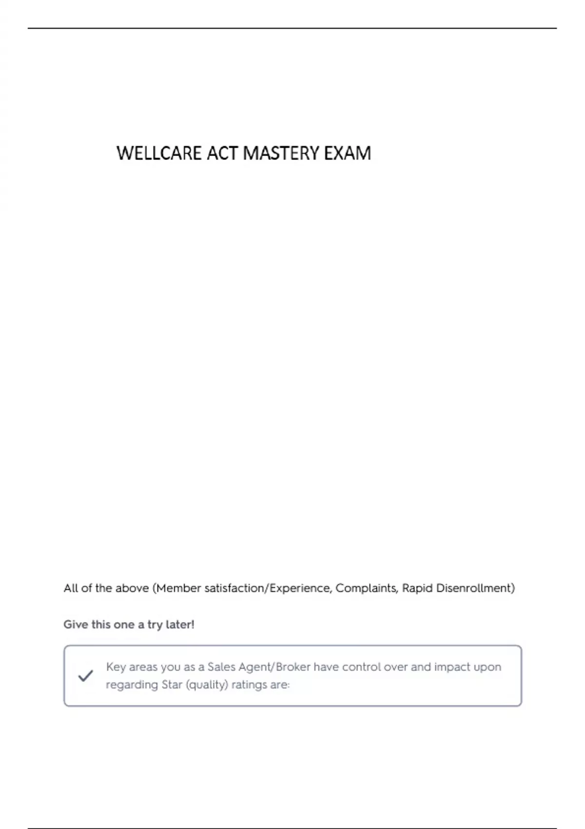 WELLCARE - CENTENE REVIEW QUESTIONS WITH DEFINITIVE ANSWERS / A SCORE ...