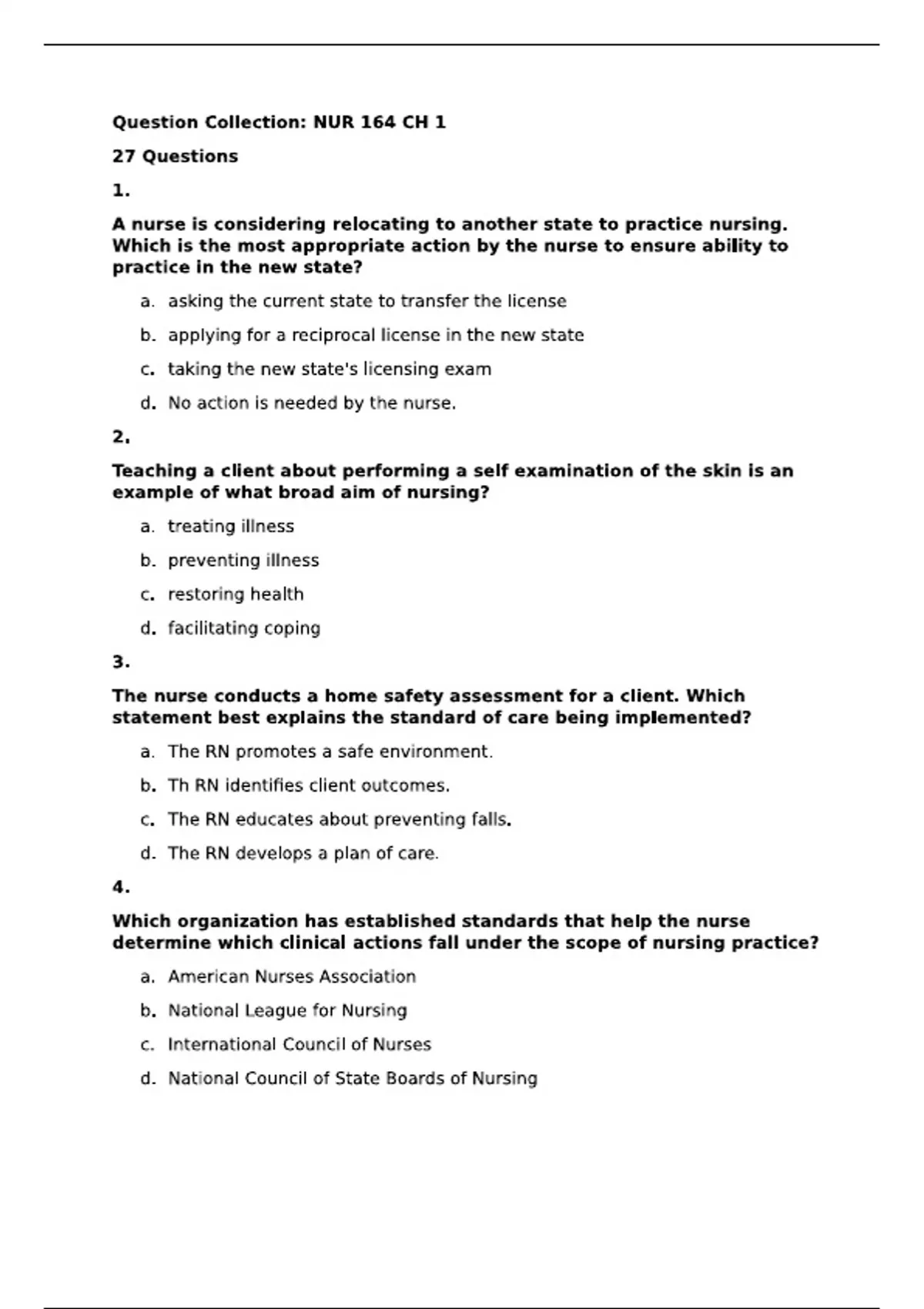 Science Medicine Nursing ECPI NUR 164 CHAPTER 1 REVIEW - NURSING ...