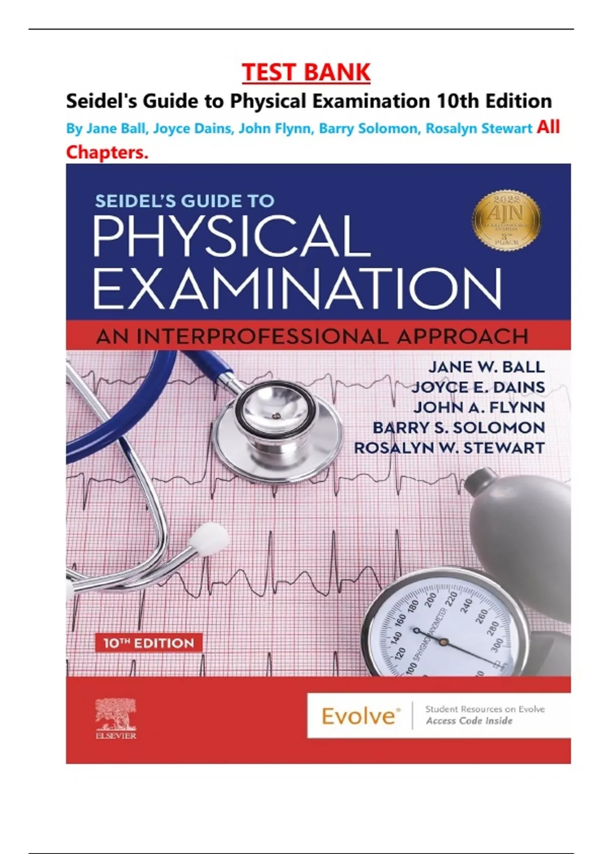 Test Bank For Seidel's Guide to Physical Examination 10th Edition By ...