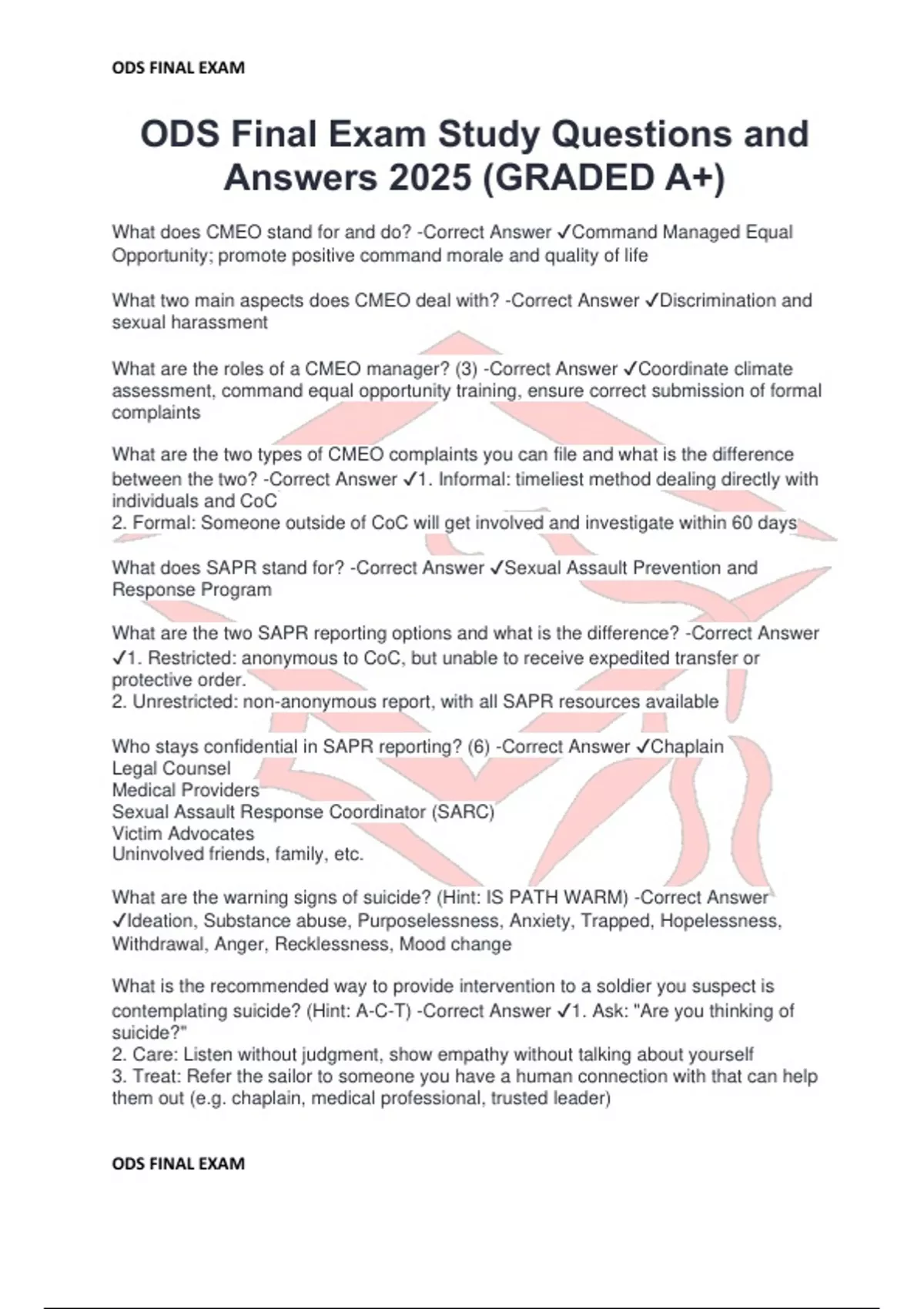 ODS Final Exam Study Questions and Answers 2025 (GRADED A+) - ODS ...