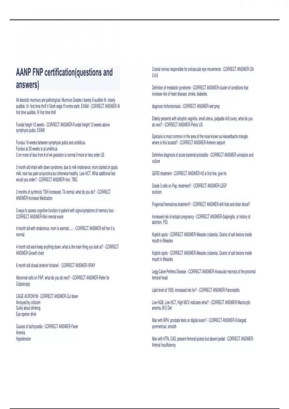 AANP FNP certification Actual Exam questions and answers Updated 2025 ...