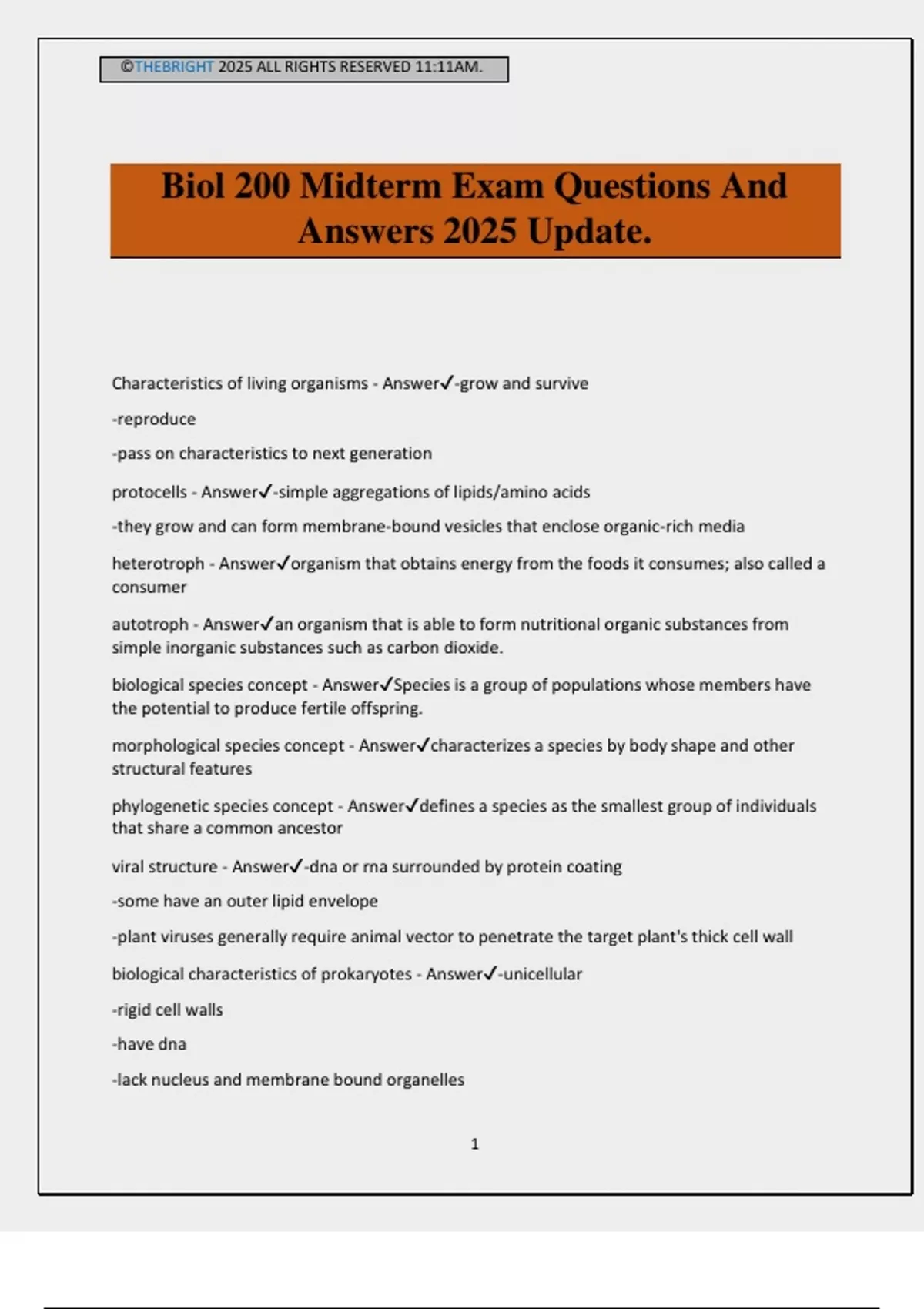 Biol 200 Midterm Exam Questions And Answers 2025 Update. - Biol200 - Stuvia US