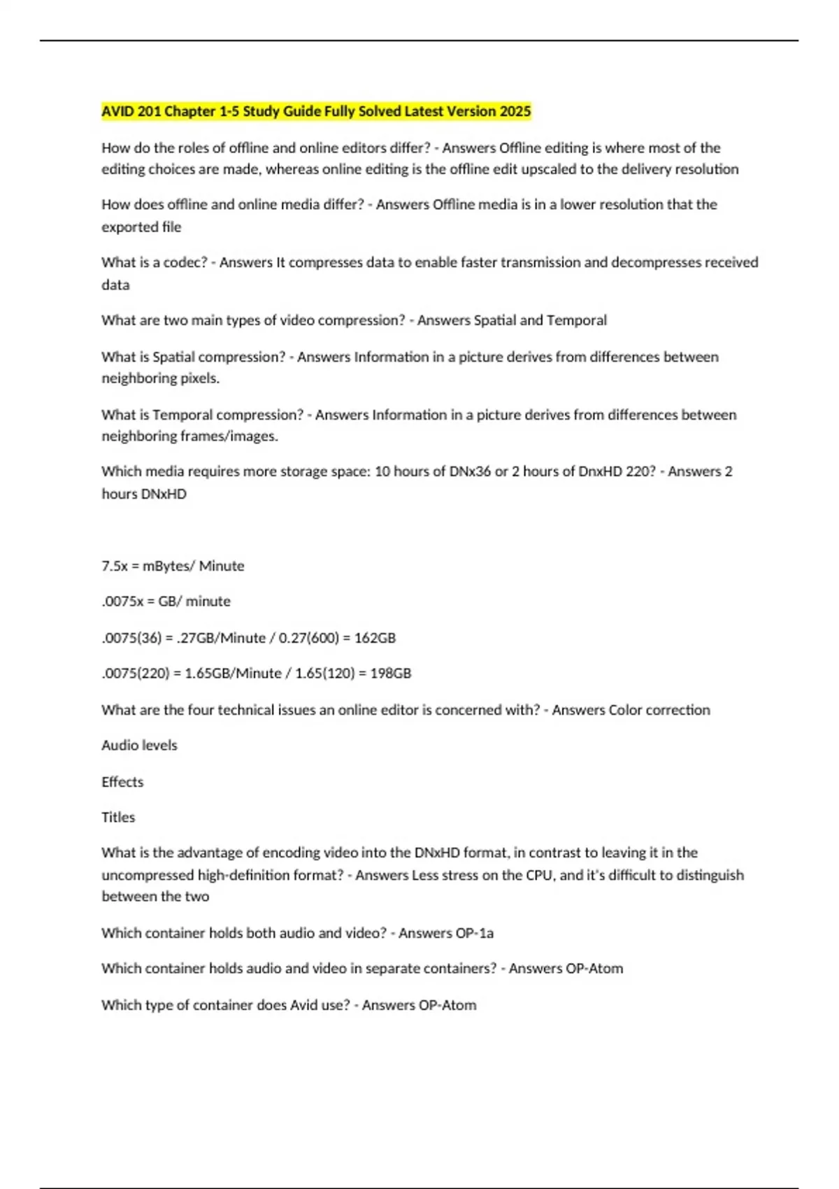 AVID 201 Chapter 1-5 Study Guide Fully Solved Latest Version 2025 ...