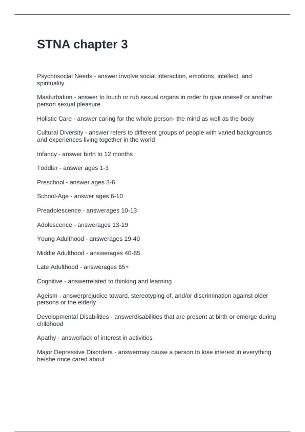STNA chapter 3 Questions with Solutions - Stna - Stuvia US