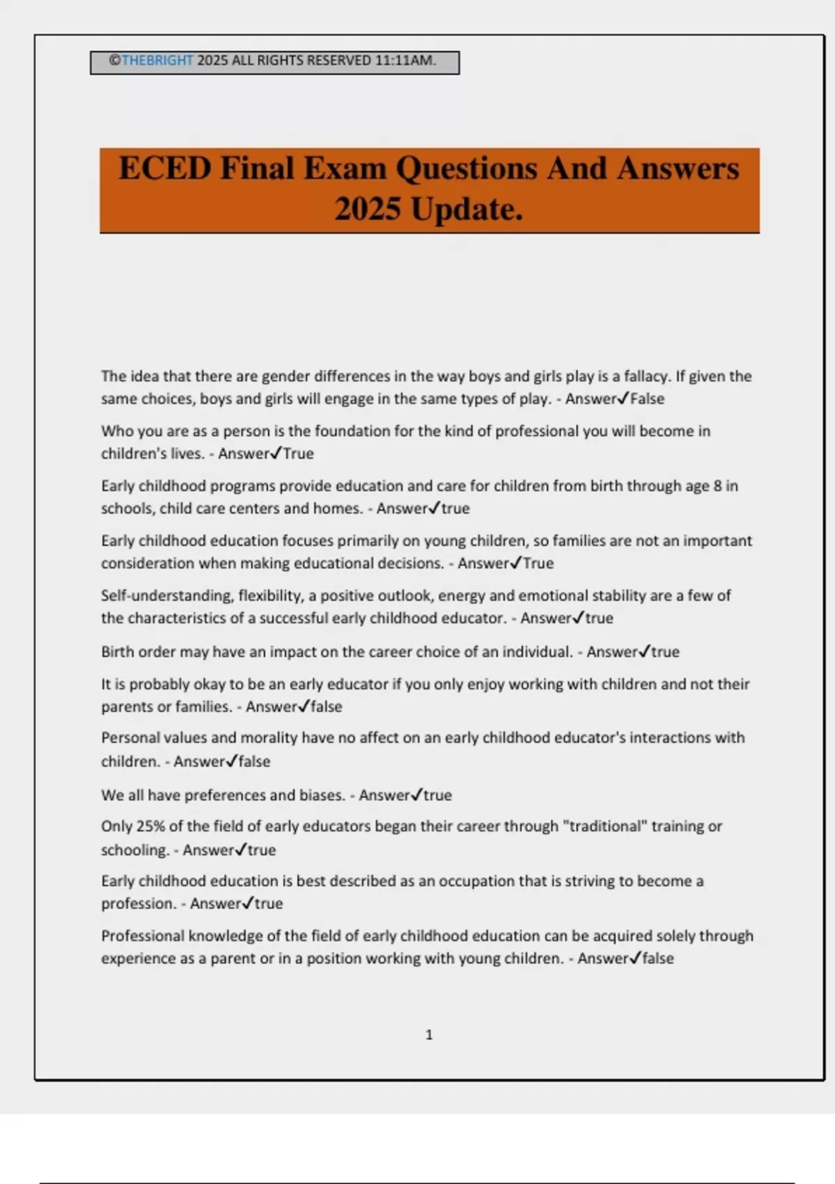 ECED Final Exam Questions And Answers 2025 Update. - ECED - Stuvia US