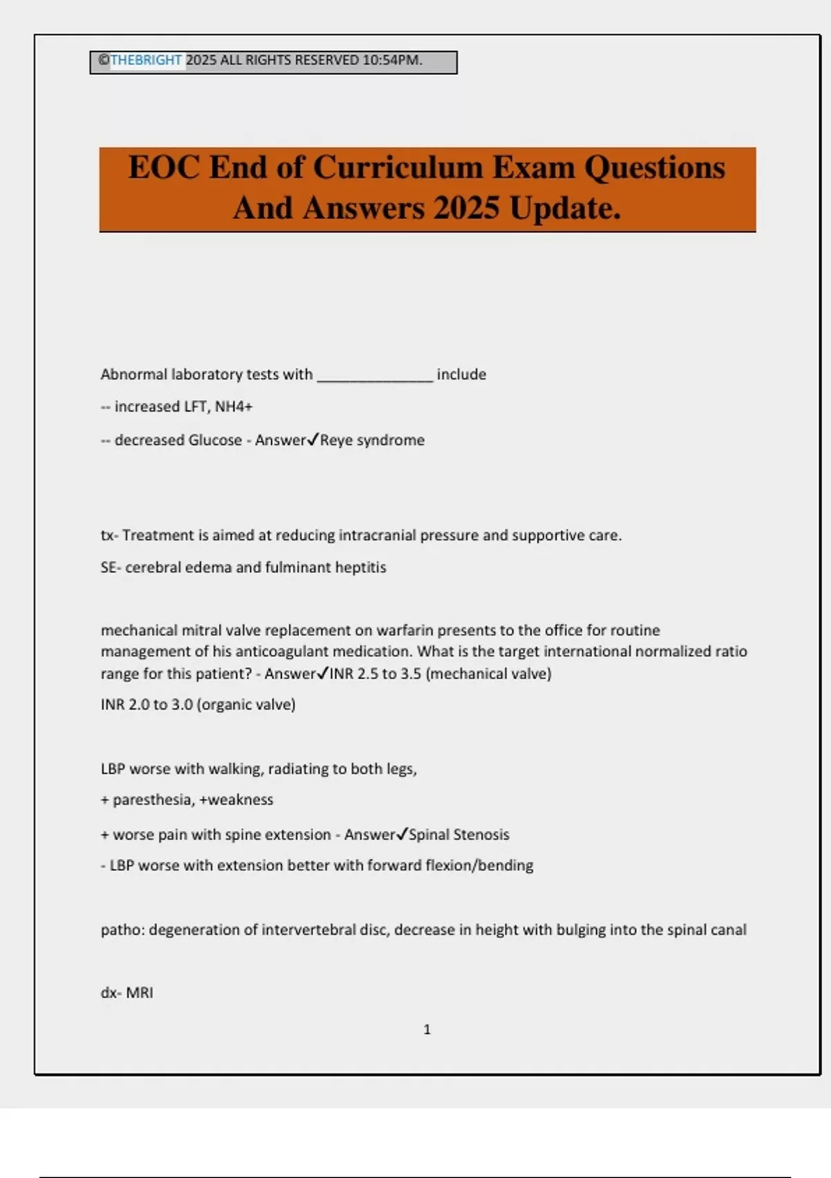 EOC End of Curriculum Exam Questions And Answers 2025 Update - EOC ...