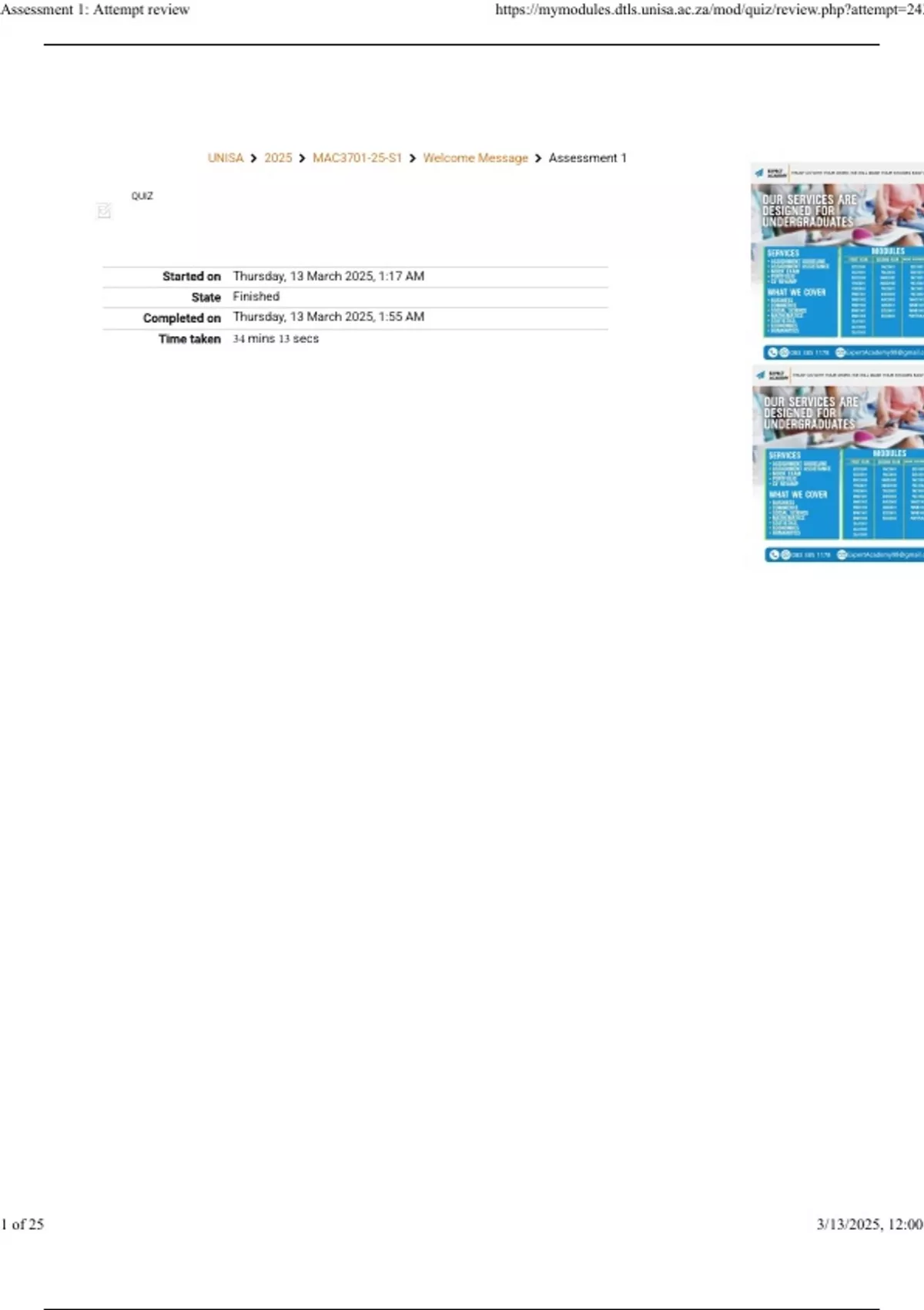 MAC3701 Assignement 1 Semester 1 2025 - Application of Management Accounting Techniques - Stuvia SA