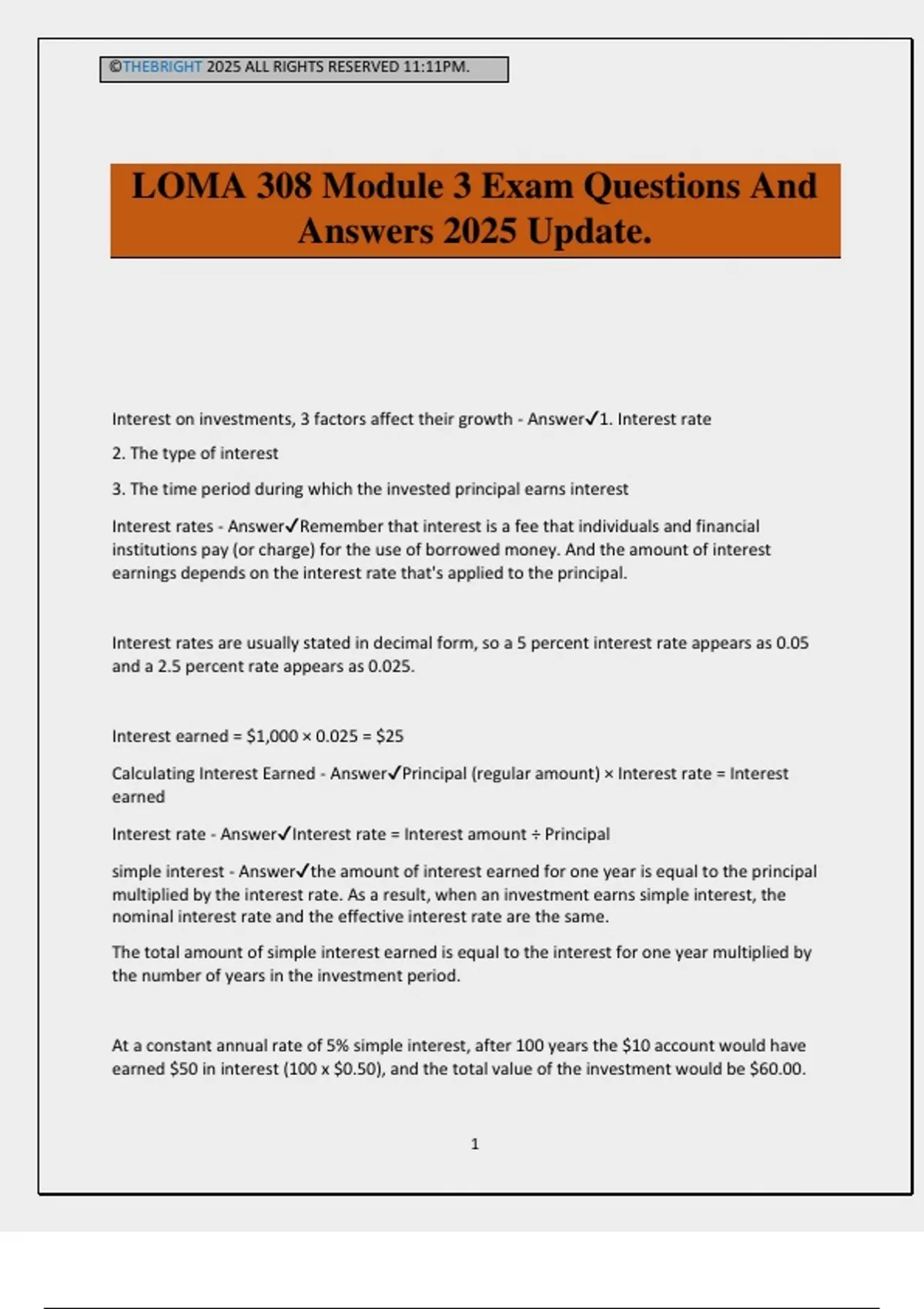 LOMA 308 Module 3 Exam Questions And Answers 2025 Update - LOMA 308 ...