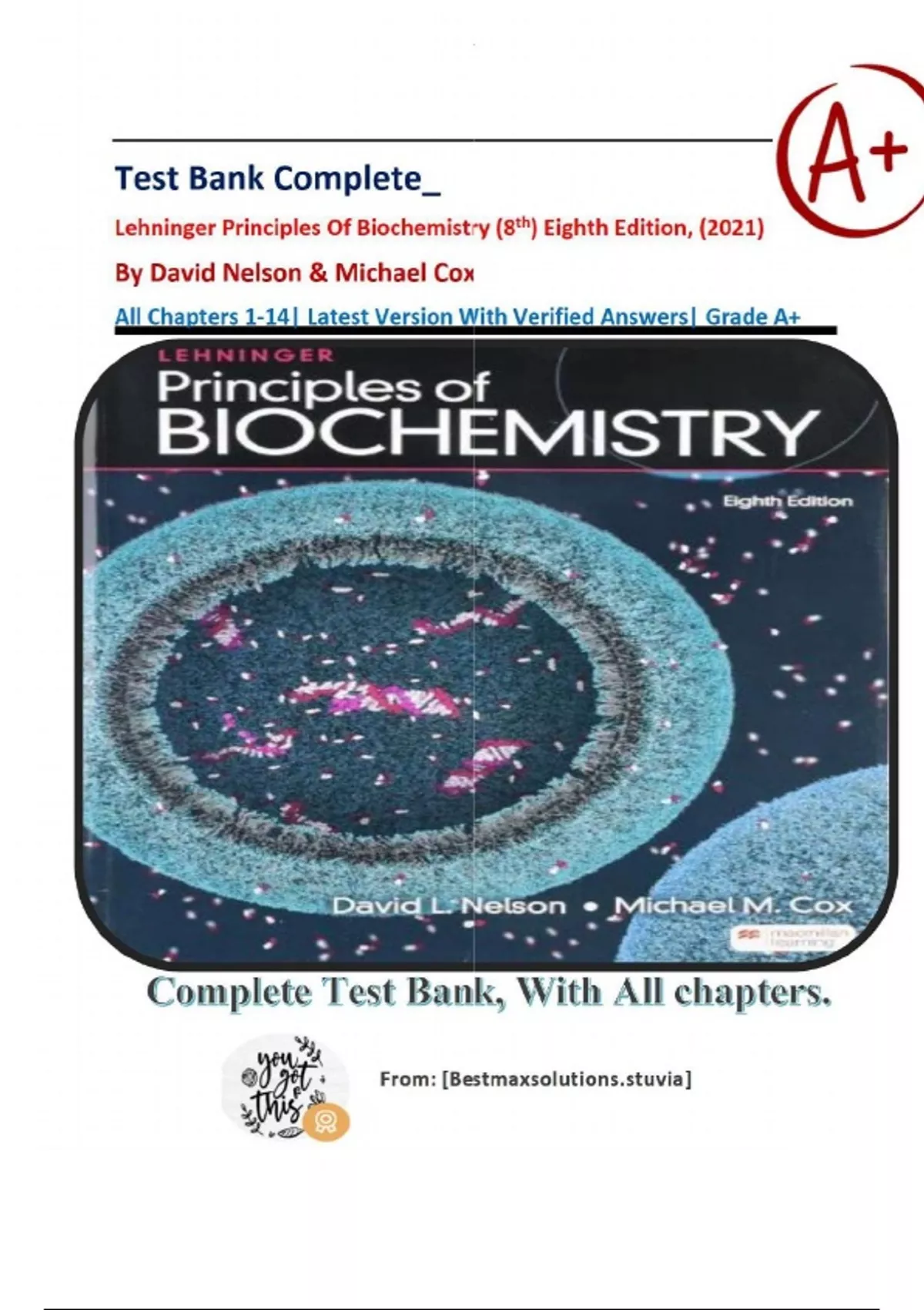 Test Bank Complete_ Lehninger Principles Of Biochemistry (8th) Eighth ...