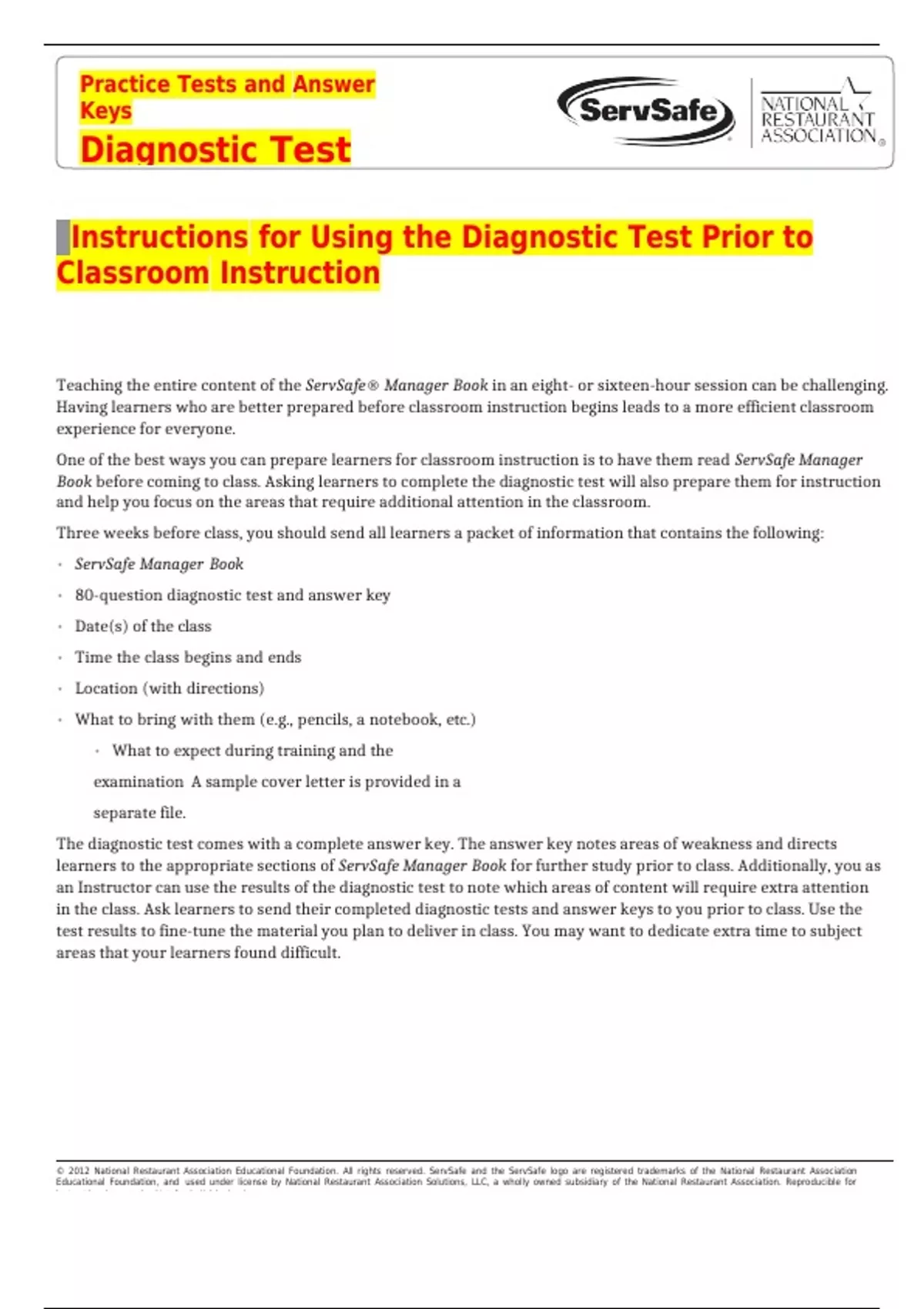 Practice Tests and Answer Keys Diagnostic Test 2025 - Practice Tests ...
