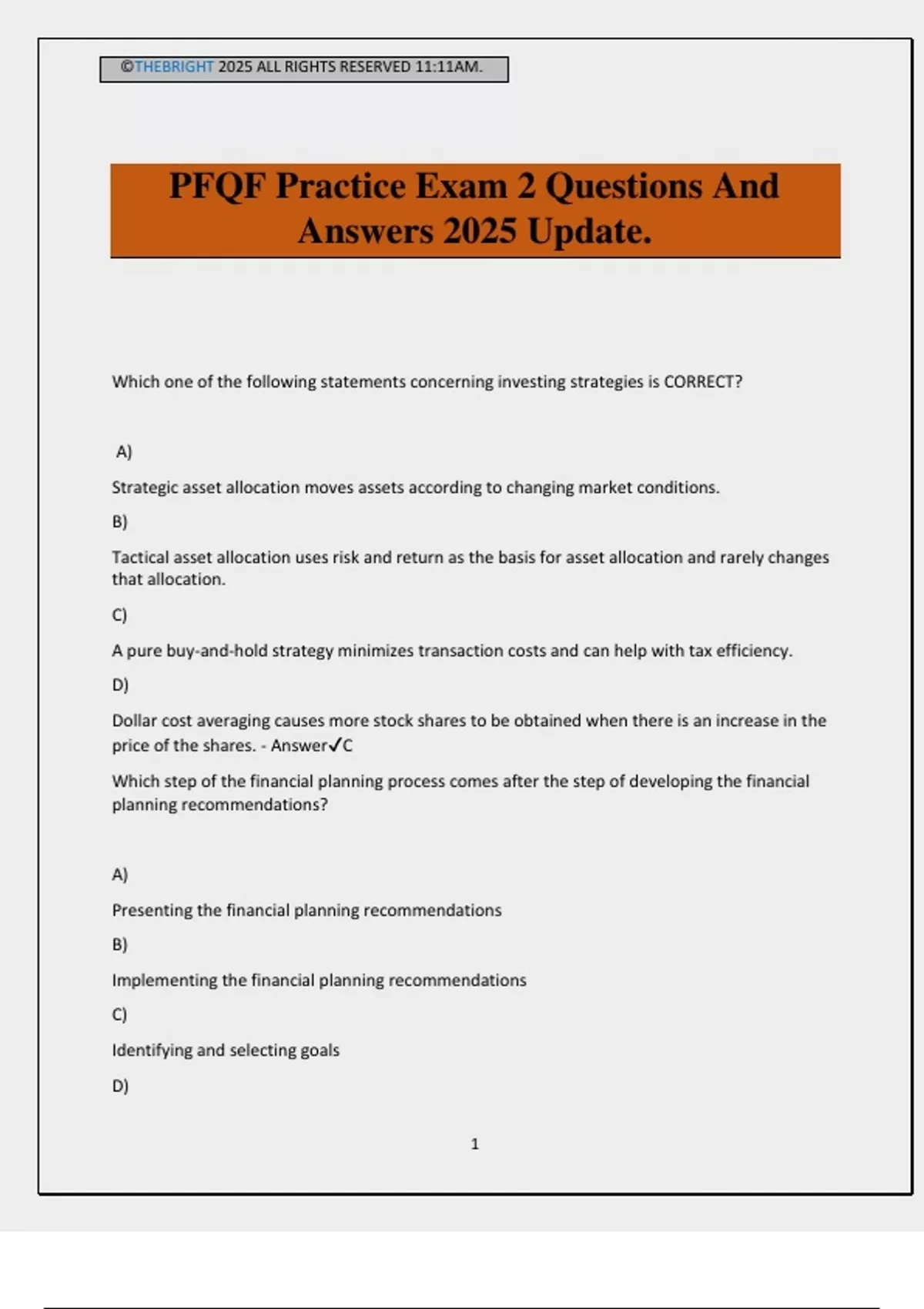 PFQF Practice Exam 2 Questions And Answers 2025 Update. - PFQF - Stuvia US