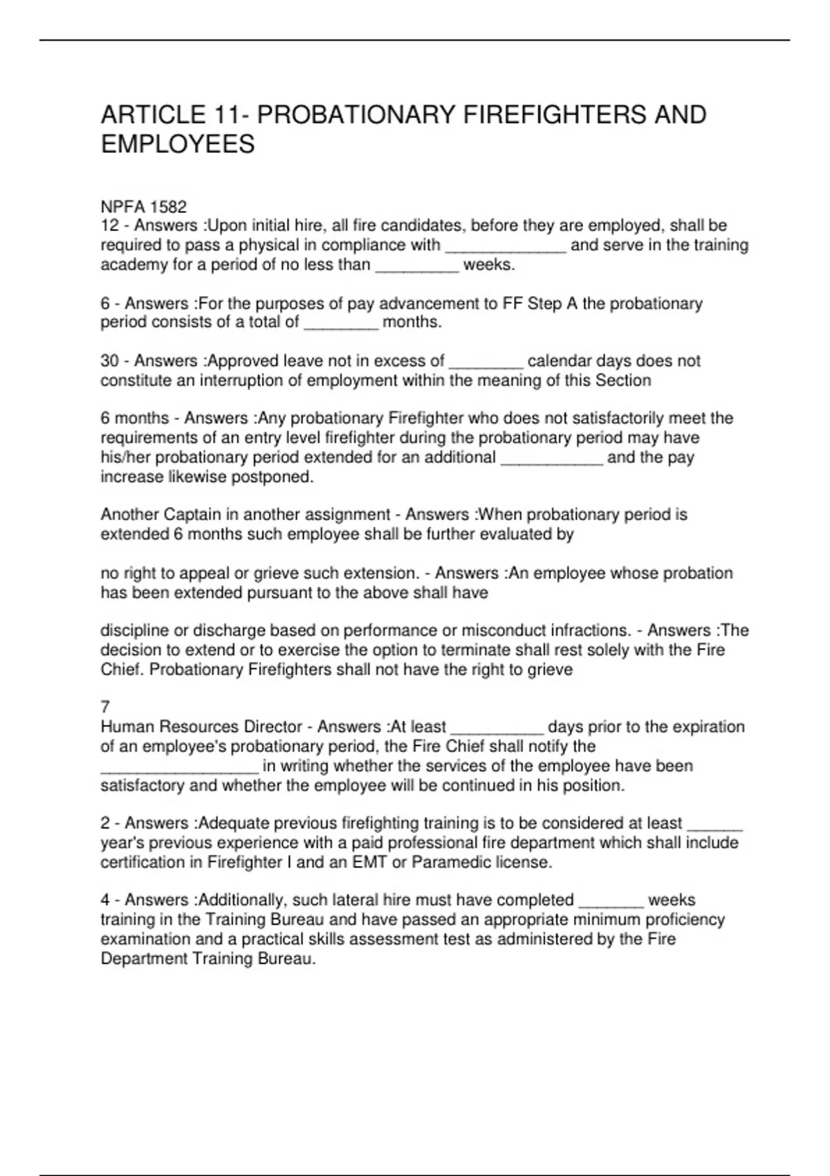 ARTICLE 11- PROBATIONARY FIREFIGHTERS AND EMPLOYEES - PROBATIONARY ...