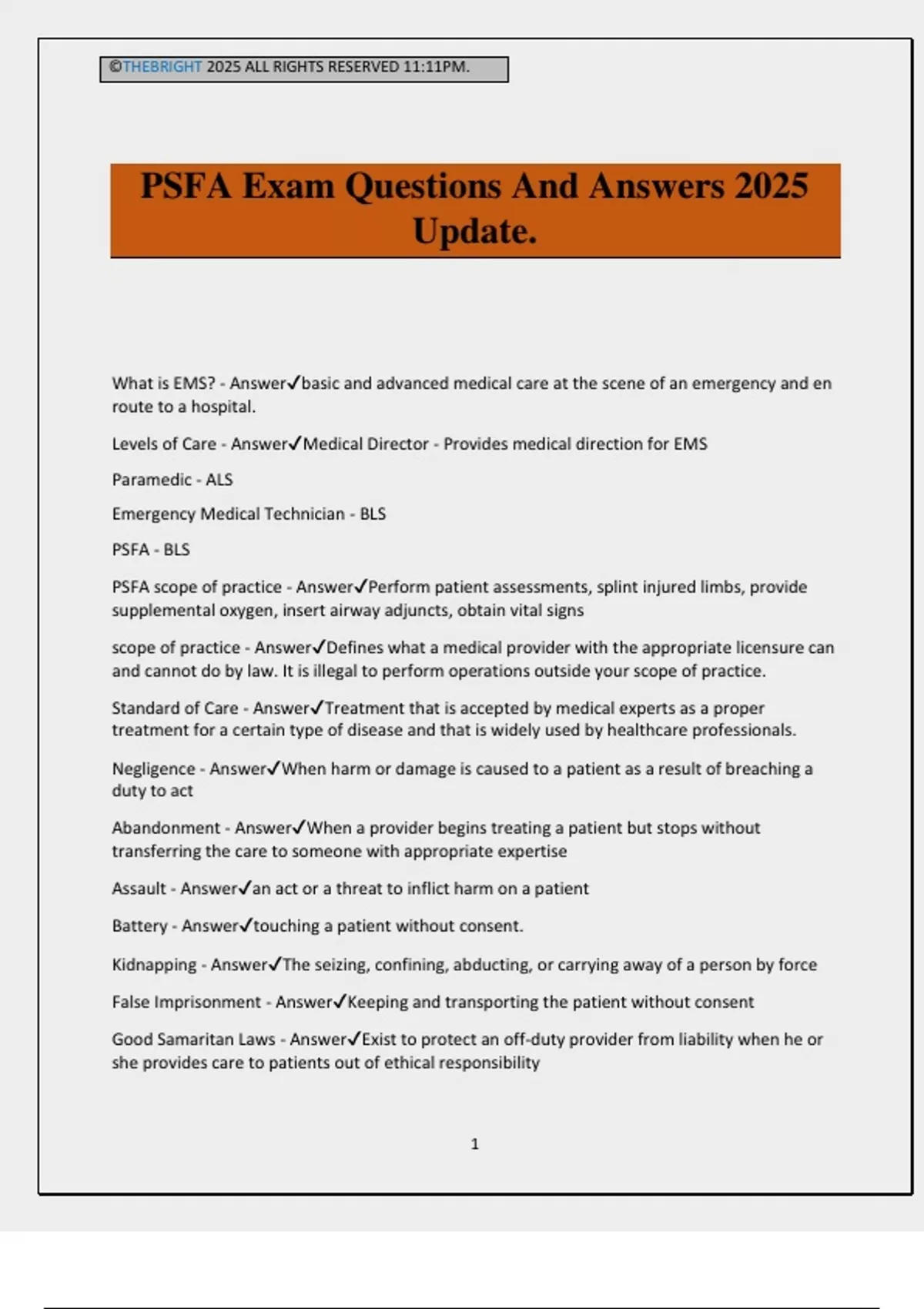 PSFA Exam Questions And Answers 2025 Update. - PSFA - Stuvia US