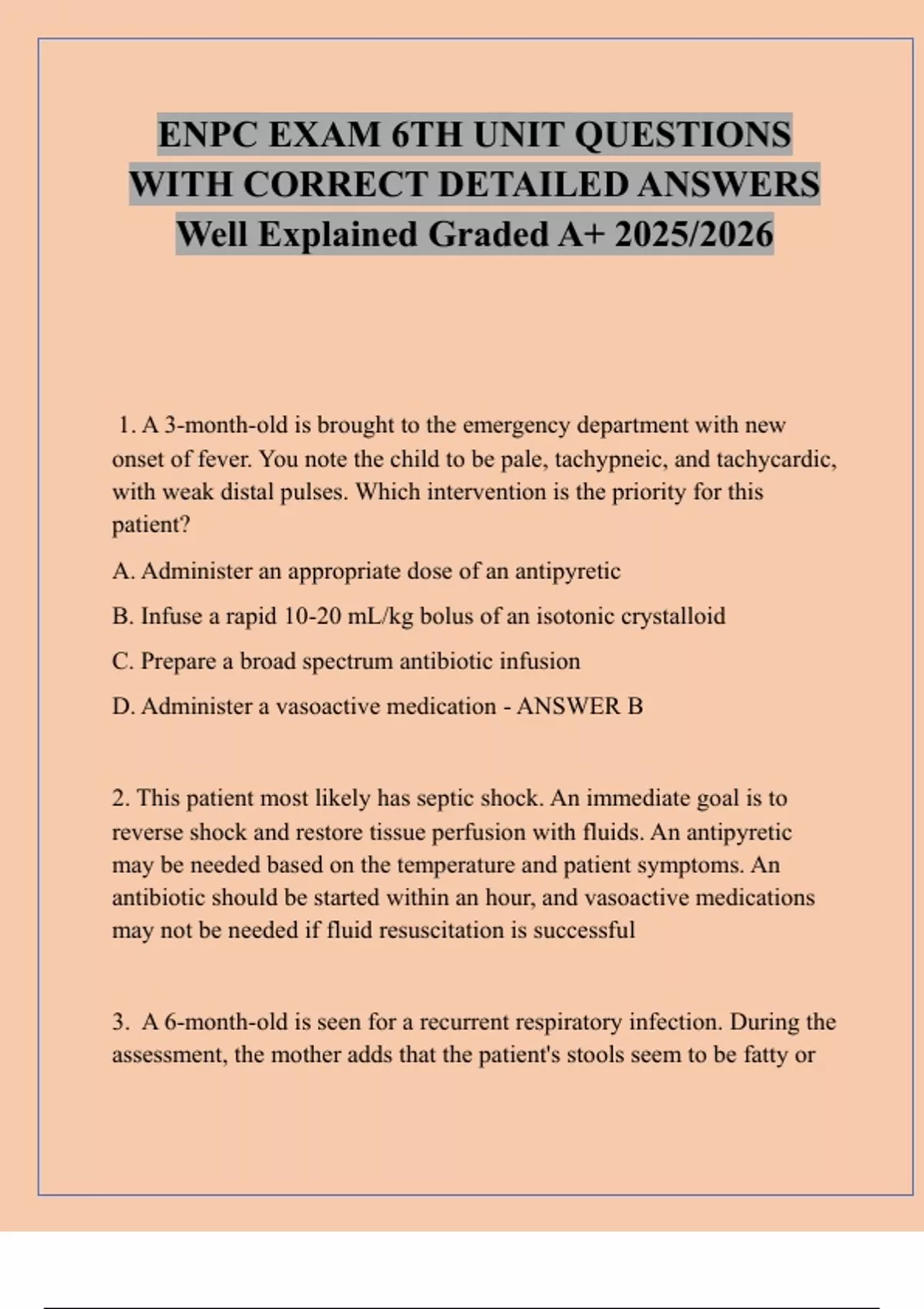 ENPC EXAM 6TH UNIT QUESTIONS WITH CORRECT DETAILED ANSWERS Well ...