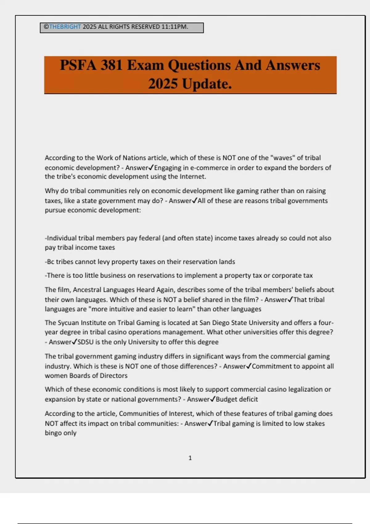 PSFA 381 Exam Questions And Answers 2025 Update. - PSFA - Stuvia US