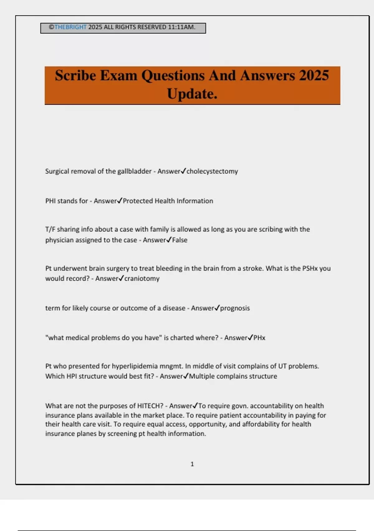 Scribe Exam Questions And Answers 2025 Update. - Scribe - Stuvia US