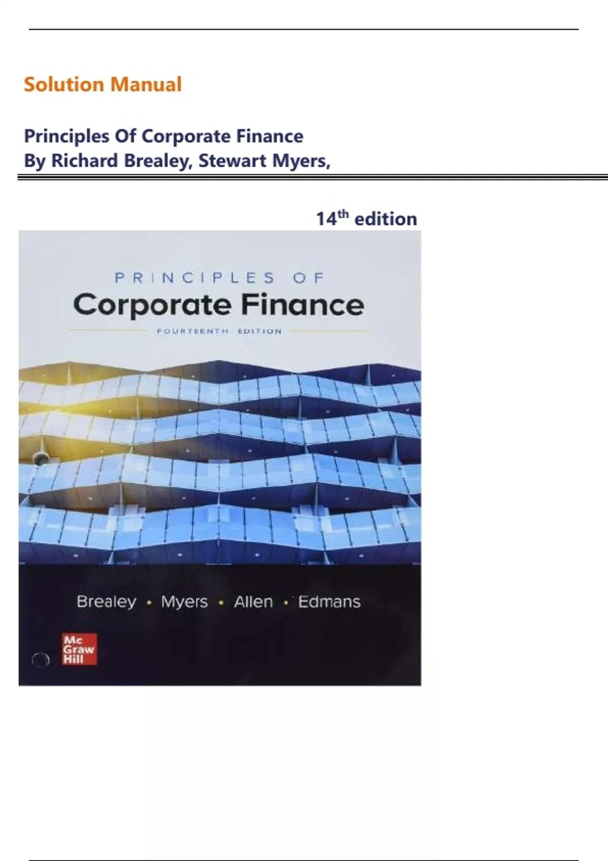 Solution Manual for Principles of Corporate Finance 14th Edition by ...