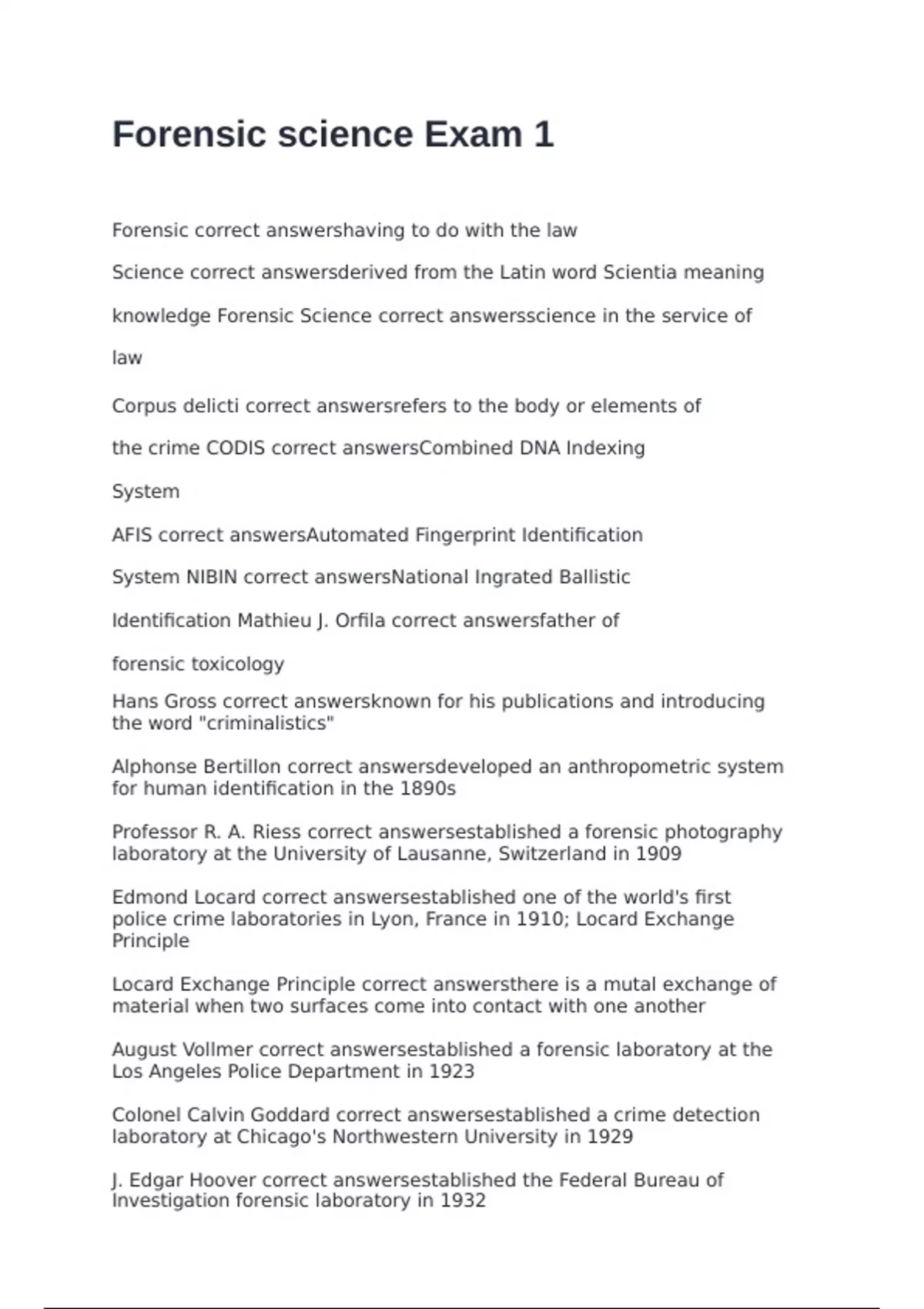 Forensic science Exam with 100% correct answers 2025 - Forensic science ...