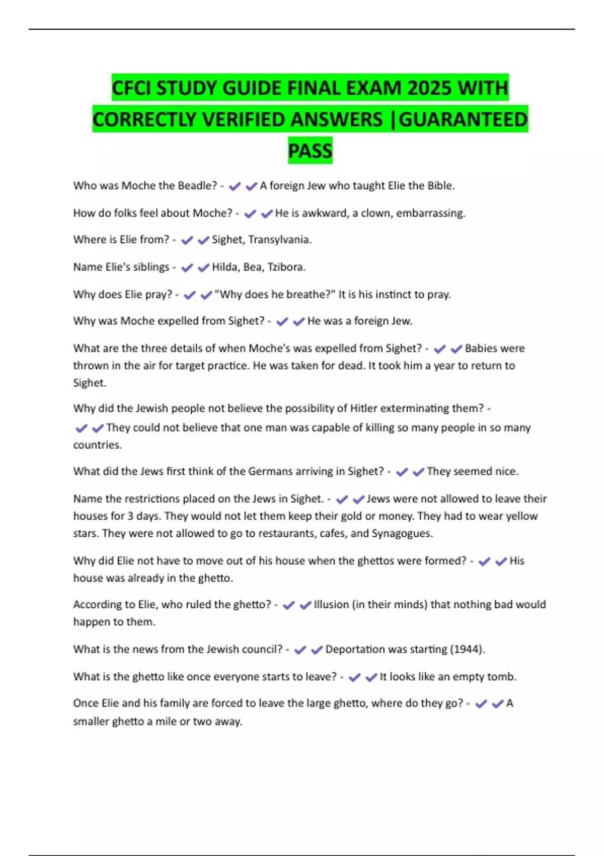 CFCI STUDY GUIDE FINAL EXAM 2025 WITH CORRECTLY VERIFIED ANSWERS ...