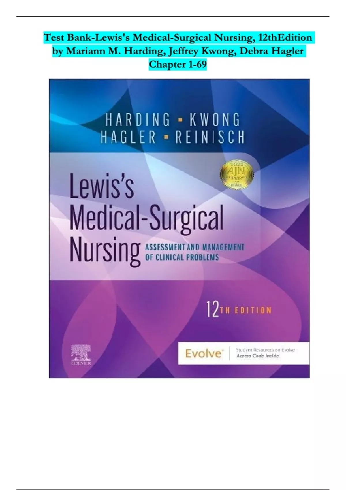 Test Bank-Lewis's Medical-Surgical Nursing, 12th Edition by Mariann M ...