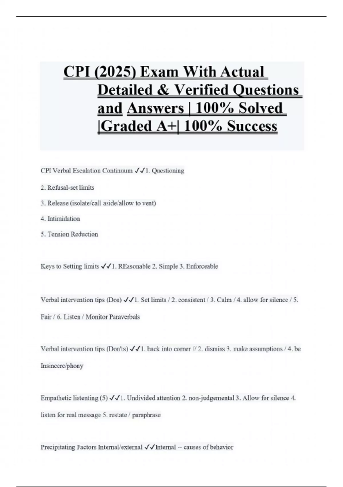 CPI (2025) Exam With Actual Detailed & Verified Questions and Answers ...