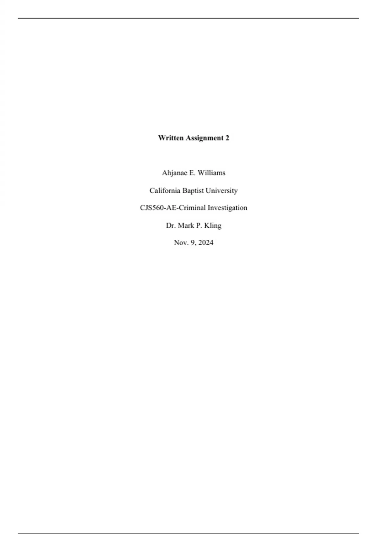 Crime Scene Integrity and Contamination of Evidence - CJS560-AE ...
