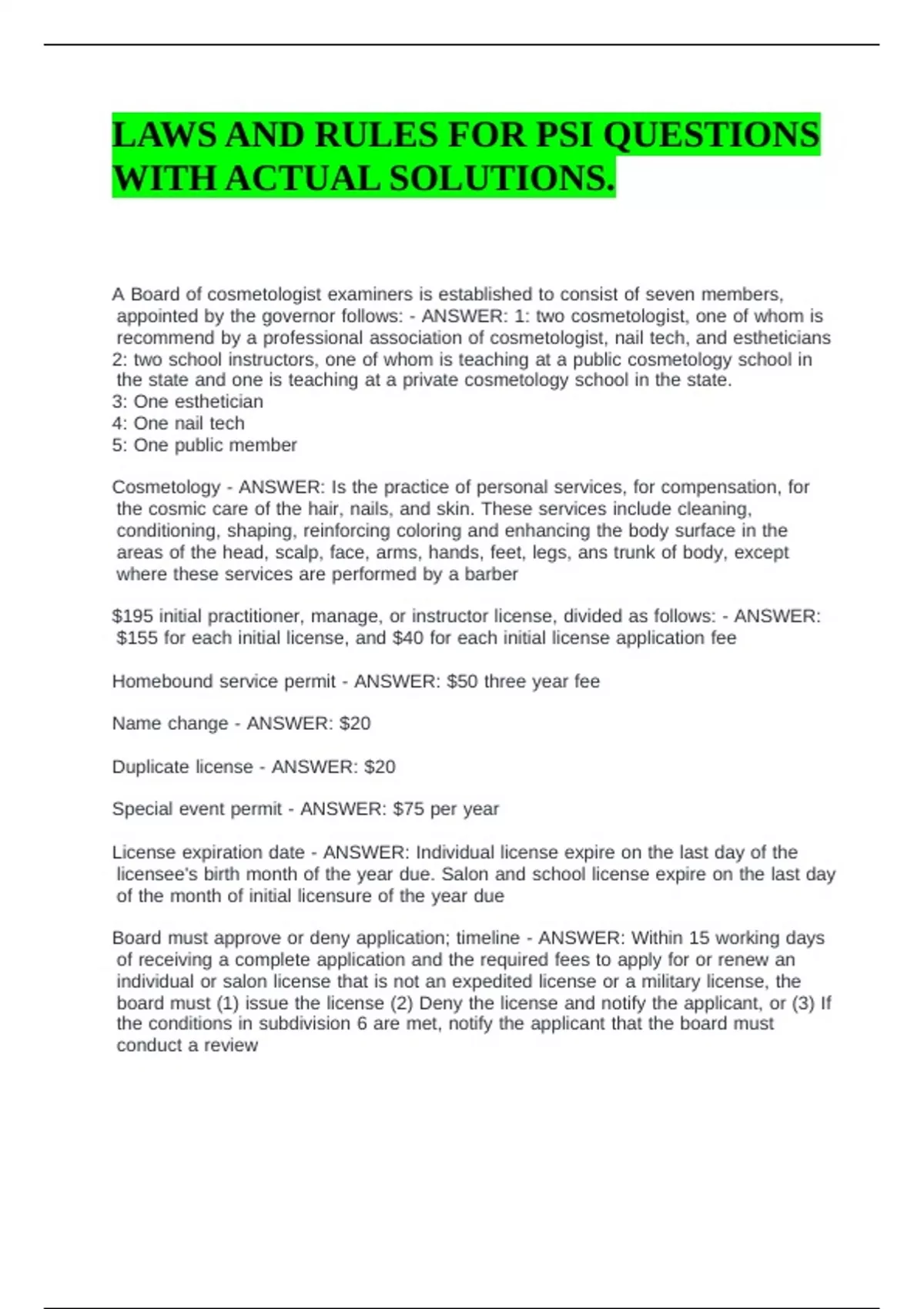 LAWS AND RULES FOR PSI QUESTIONS WITH ACTUAL SOLUTIONS - Laws and Rules ...