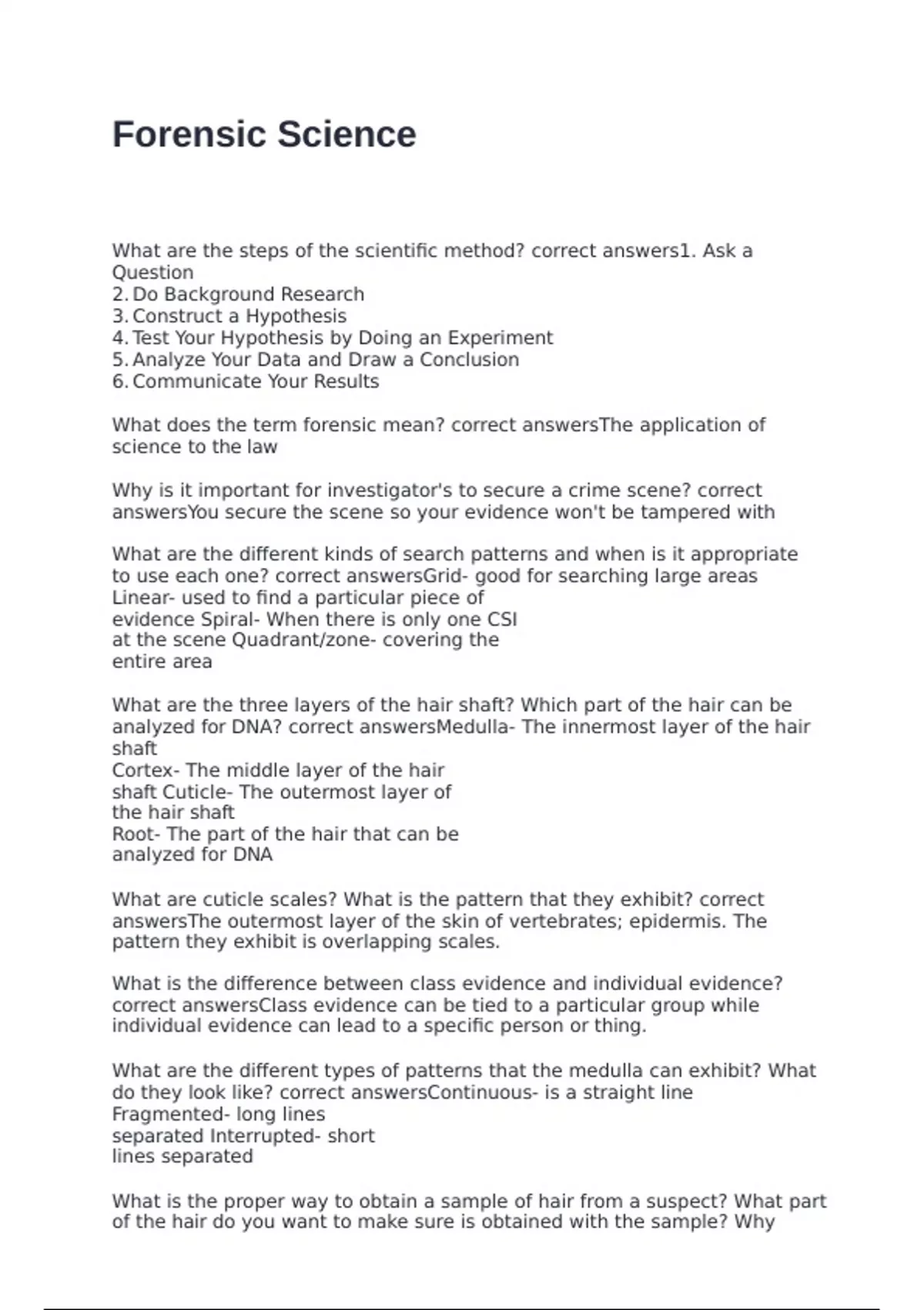 Forensic Science Exam with 100% correct answers 2025 - Forensic Science - Stuvia US