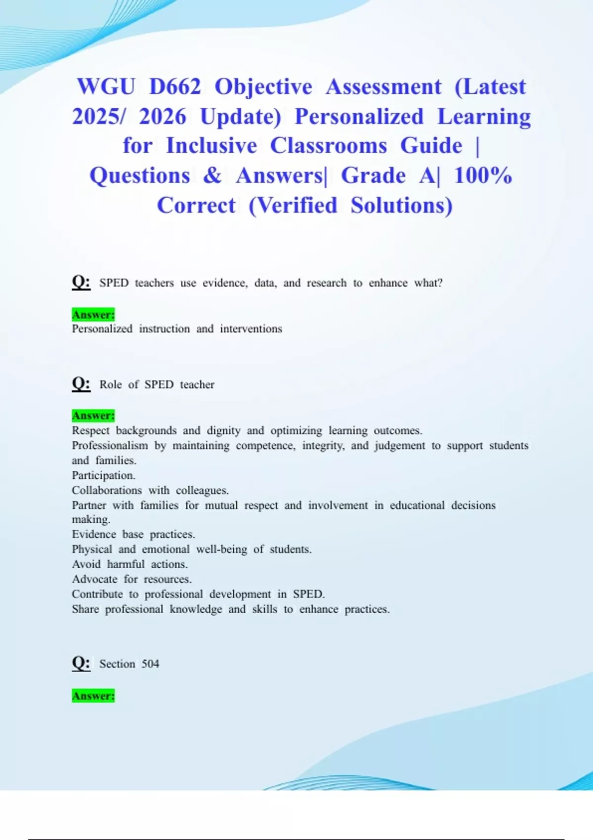 WGU D662 Objective Assessment (Latest 2025/ 2026 Update) Personalized ...
