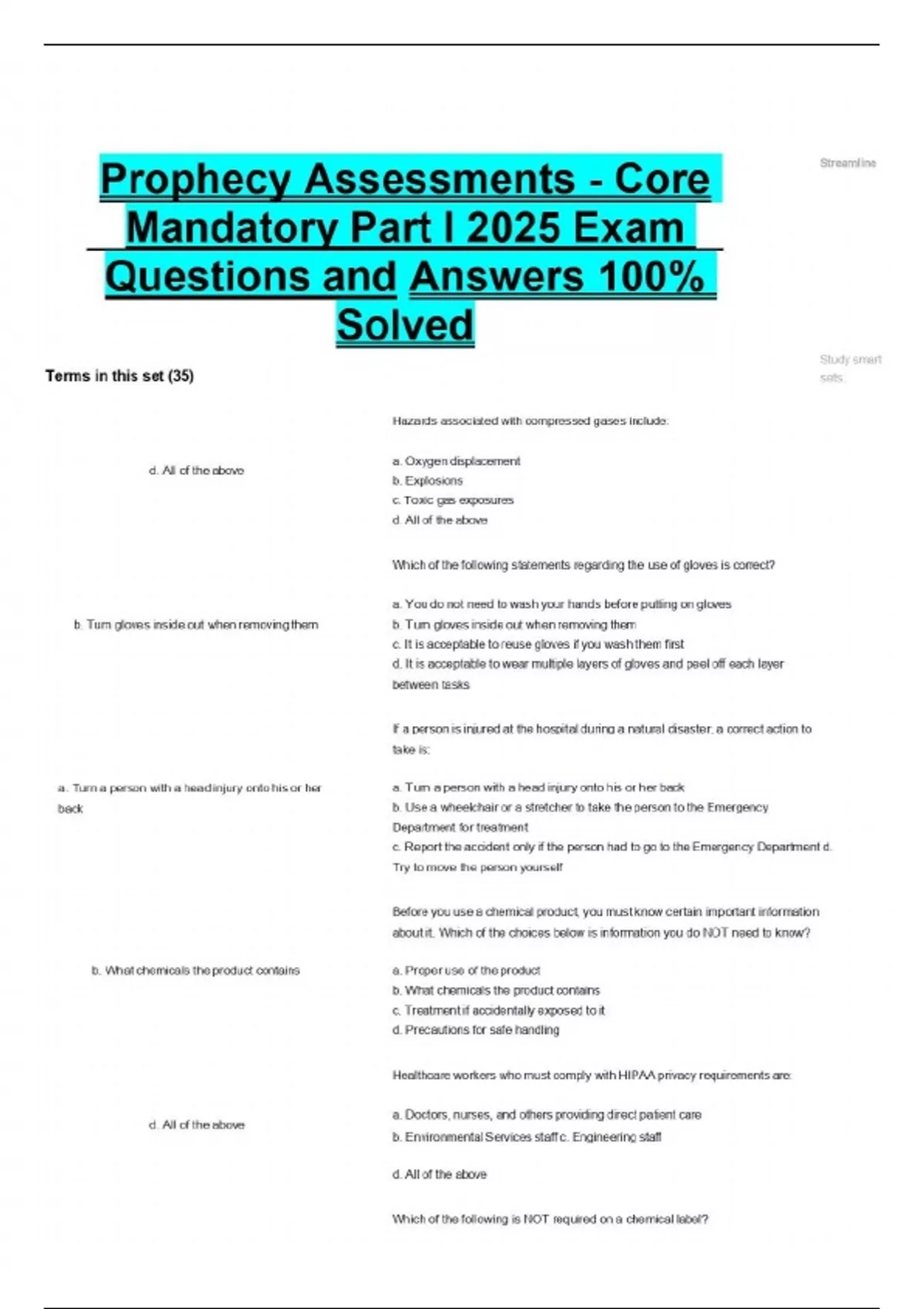 Prophecy Assessments - Core Mandatory Part I 2025 Exam Questions and Answers 100% Solved ...