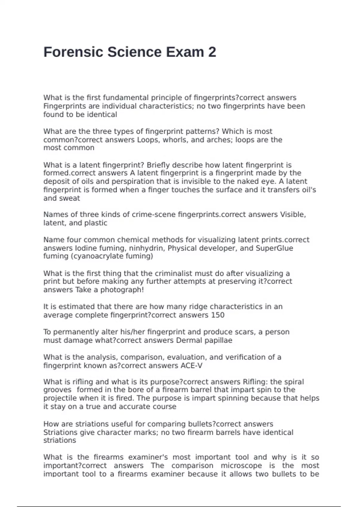 Forensic Science Exam with 100% correct answers 2025 - Forensic Science ...