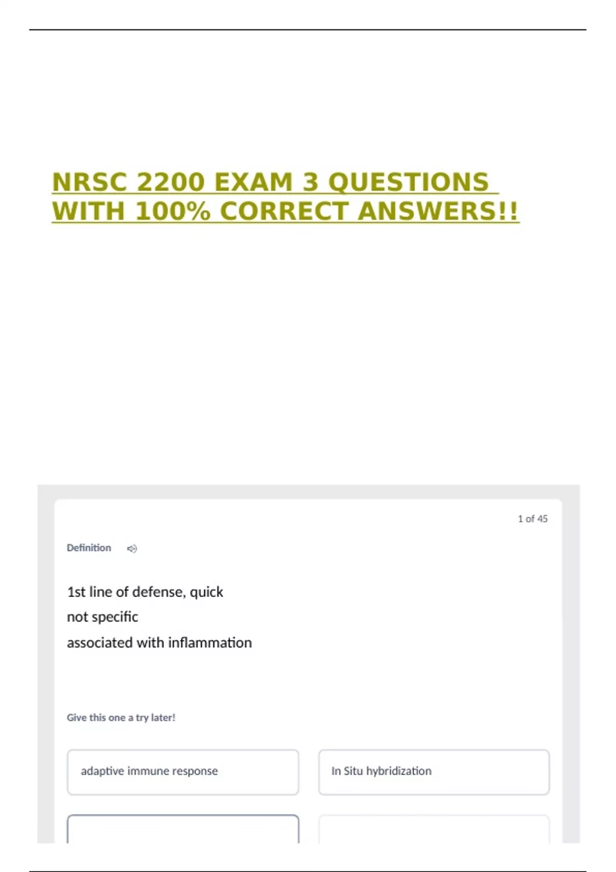 NRSC 2200 EXAM 3 QUESTIONS WITH 100% CORRECT ANSWERS!! - NRSC 2200 ...