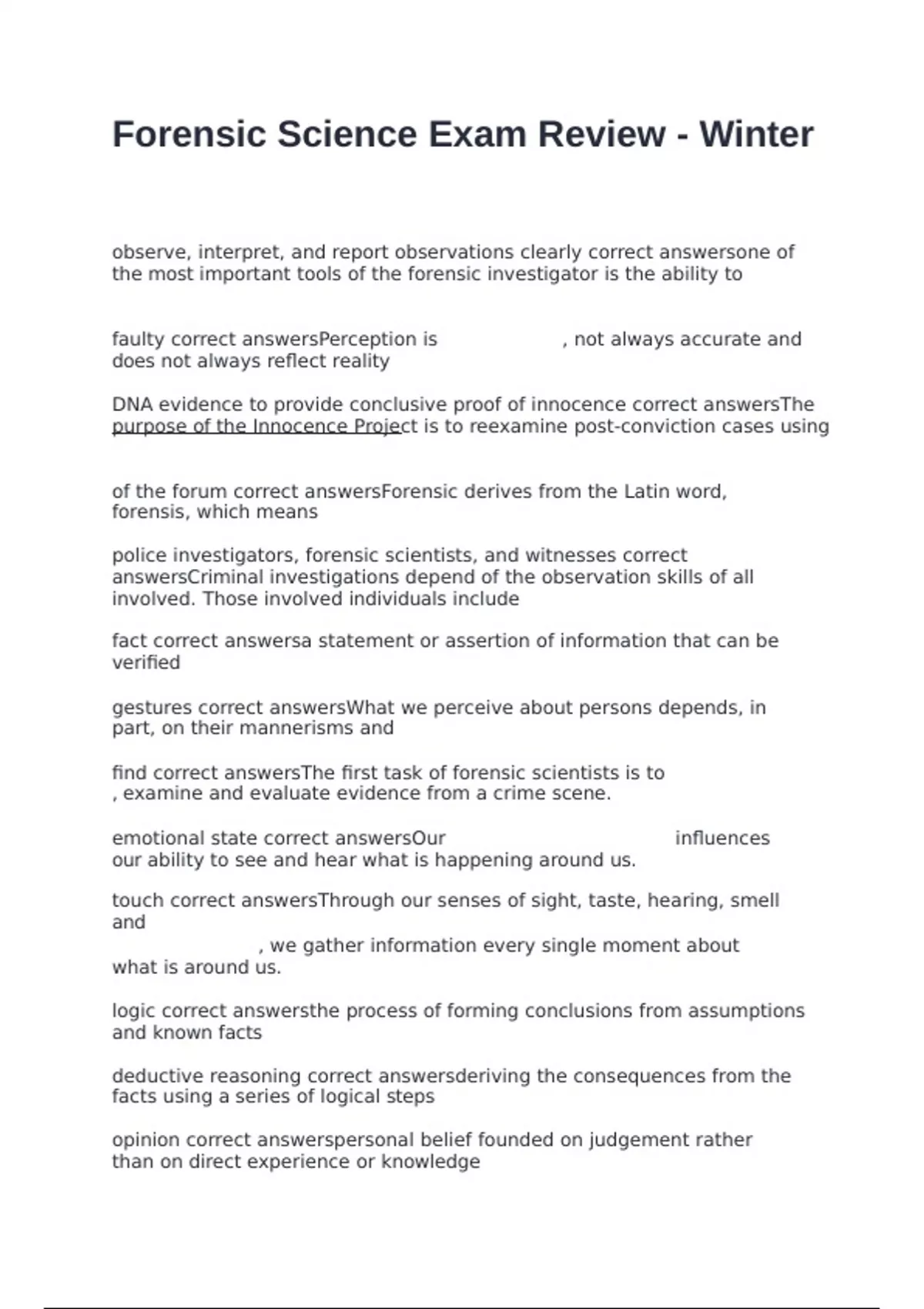 Forensic Science Exam Review - Winter with 100% correct answers 2025 ...