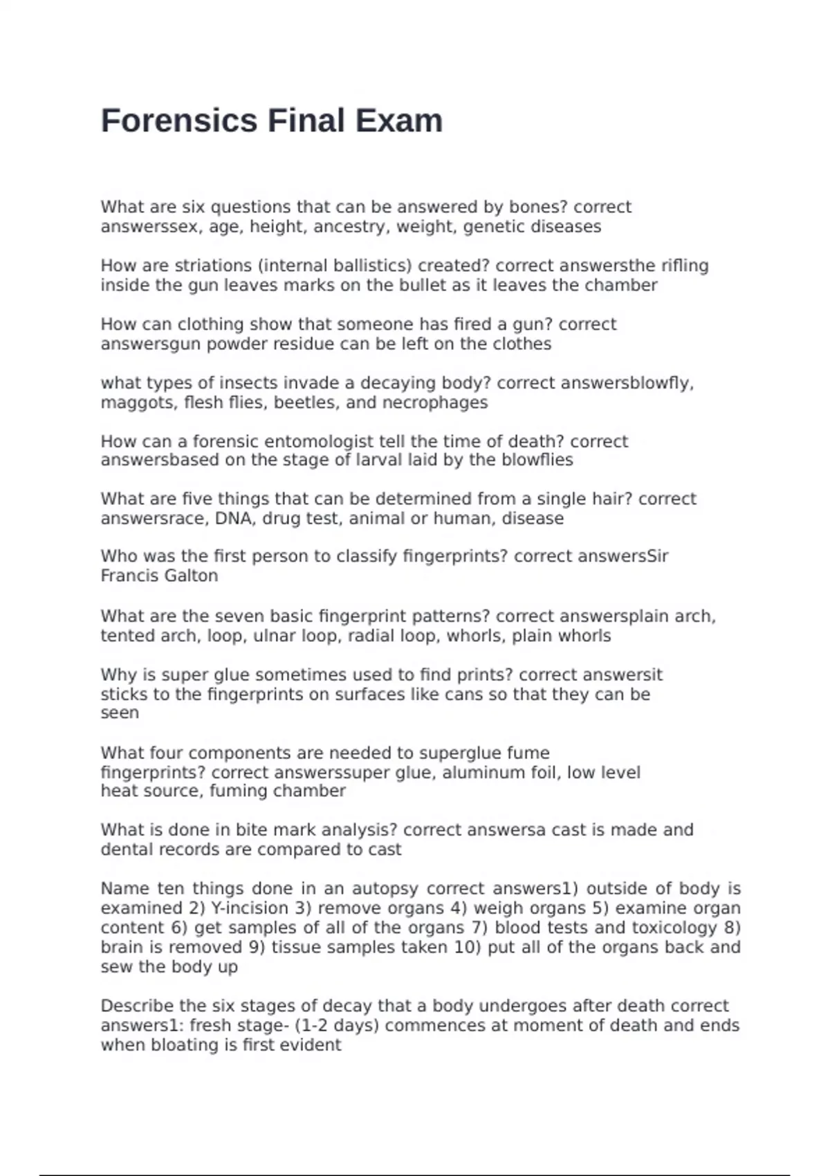 Forensics Final Exam with 100% correct answers 2025 - Forensics Fina ...