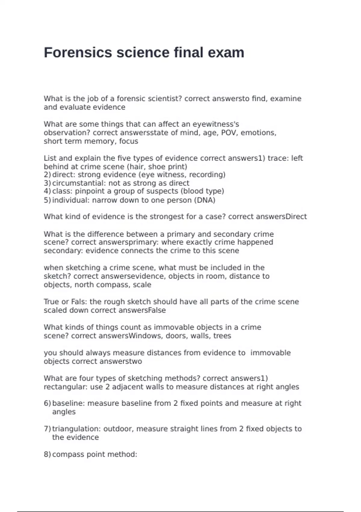 Forensics science final exam with 100% correct answers 2025 - Forensics ...