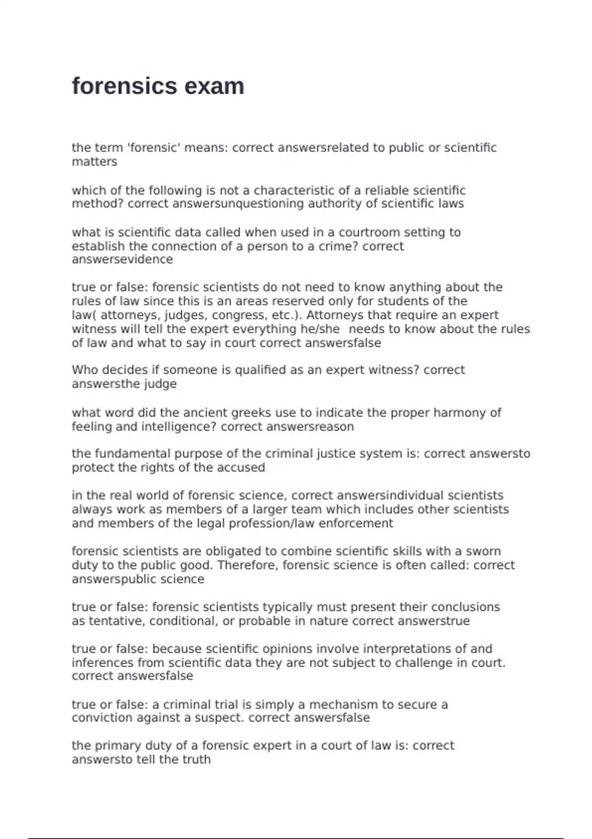 forensics exam with 100% correct answers 2025 - Forensics exa - Stuvia US