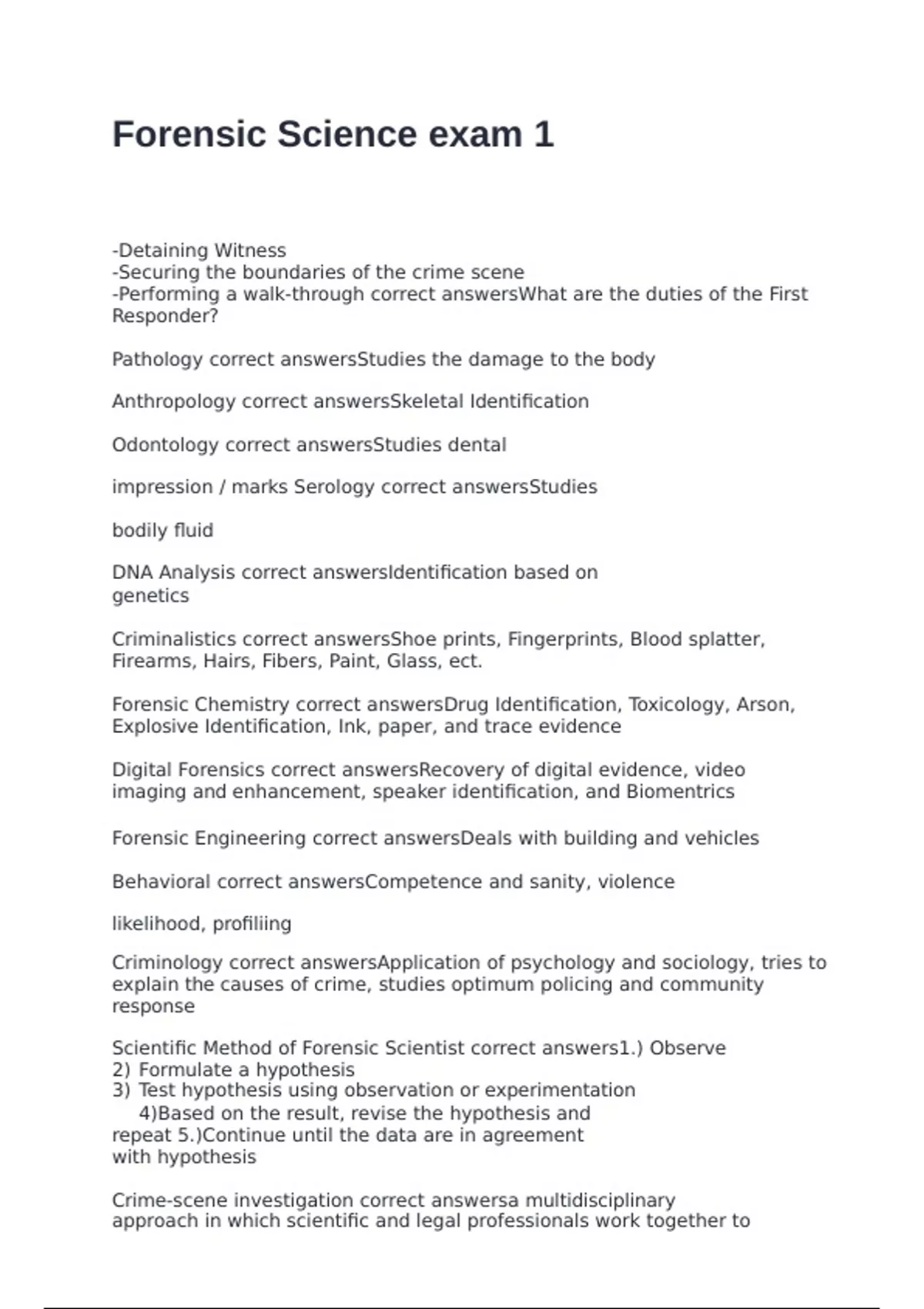 Forensic Science exam with 100% correct answers 2025 - Forensic Science exa - Stuvia US