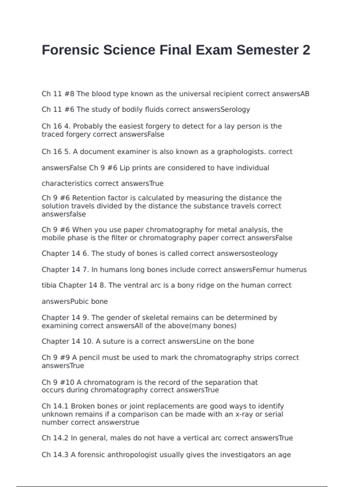 Forensic Science Final Exam Semester with 100% correct answers 2025 ...