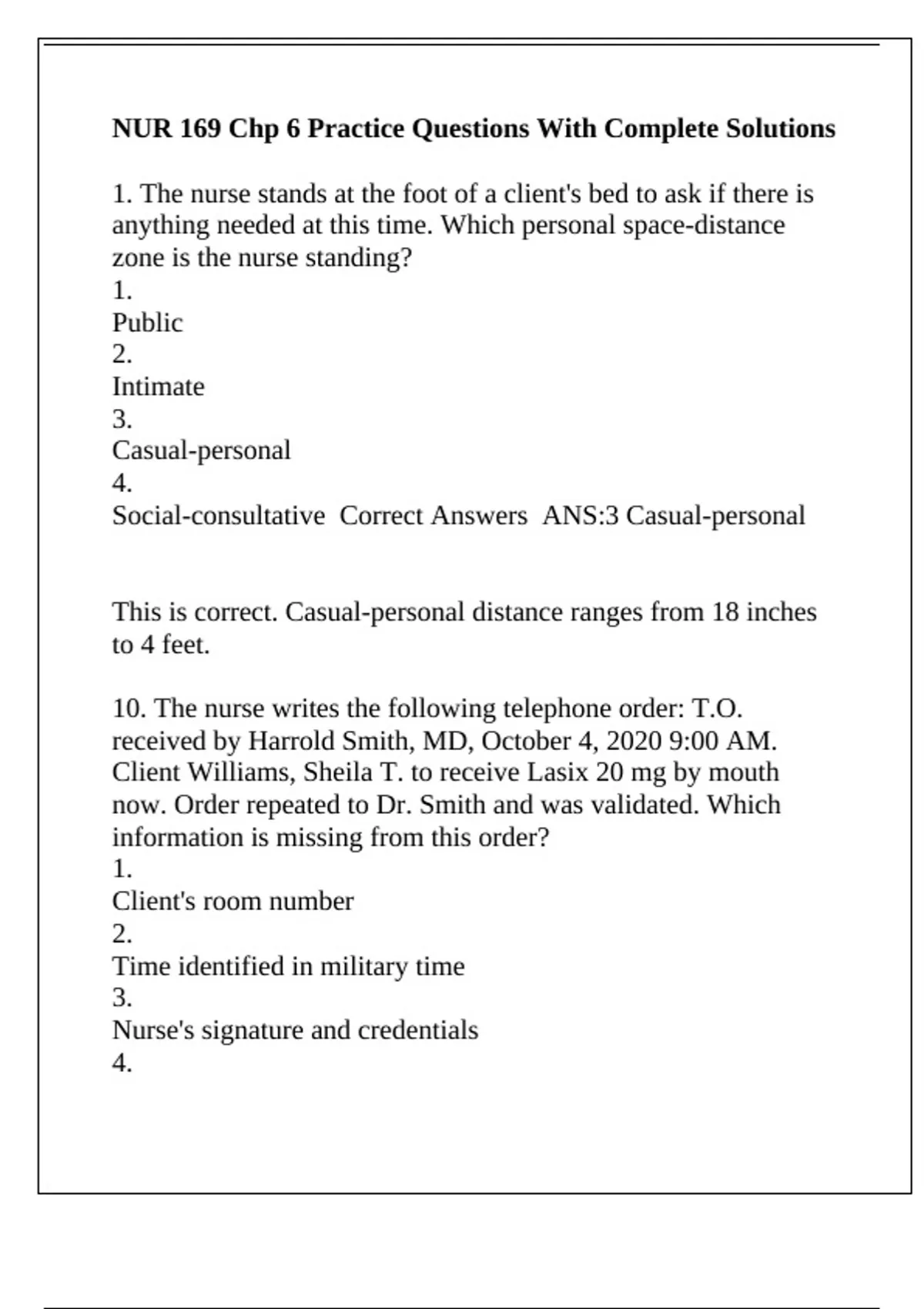 NUR 169 Chp 6 Practice Questions With Complete Solutions - NUR 169 ...