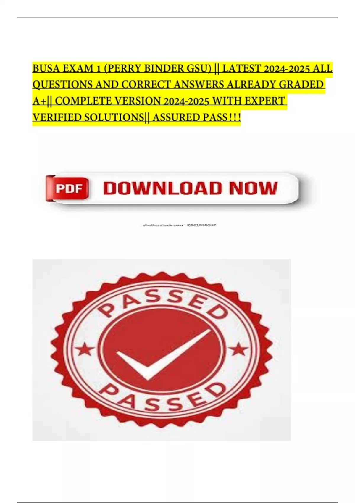 BUSA EXAM 1 (PERRY BINDER GSU) || LATEST ALL QUESTIONS AND CORRECT ...