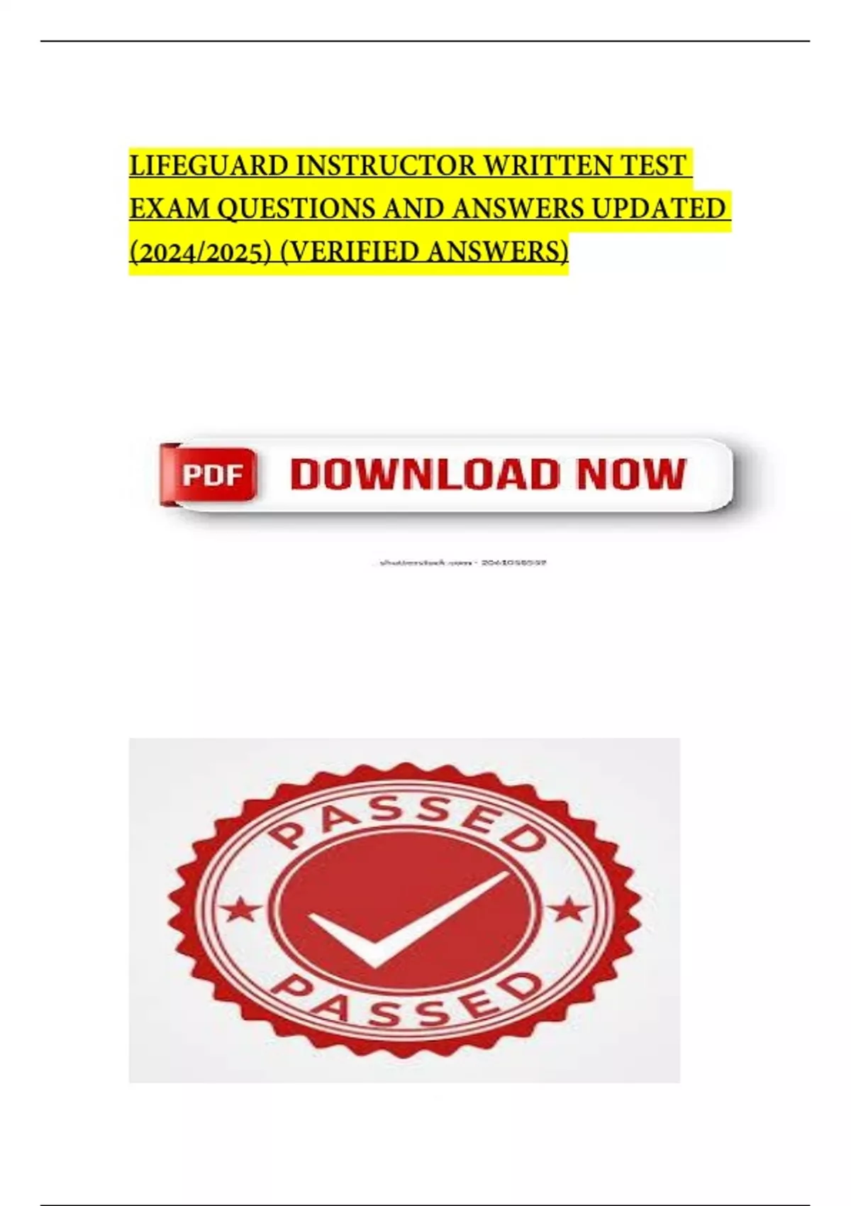 LIFEGUARD INSTRUCTOR WRITTEN TEST EXAM QUESTIONS AND ANSWERS UPDATED ...
