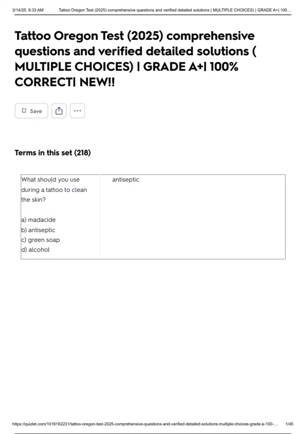 Tattoo Oregon Test (2025) comprehensive questions and verified detailed ...