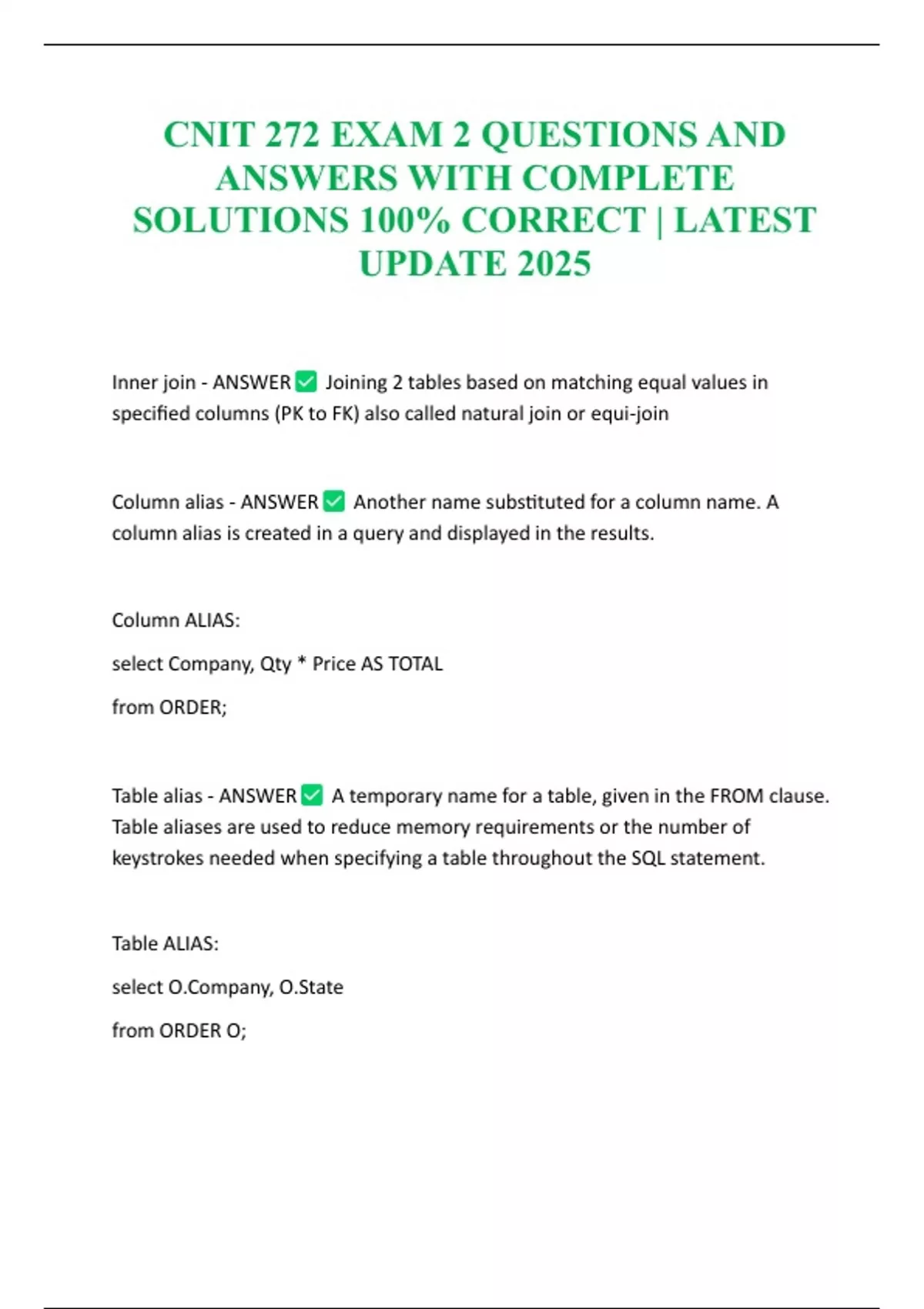 CNIT 272 EXAM 2 QUESTIONS AND ANSWERS WITH COMPLETE SOLUTIONS 100% ...
