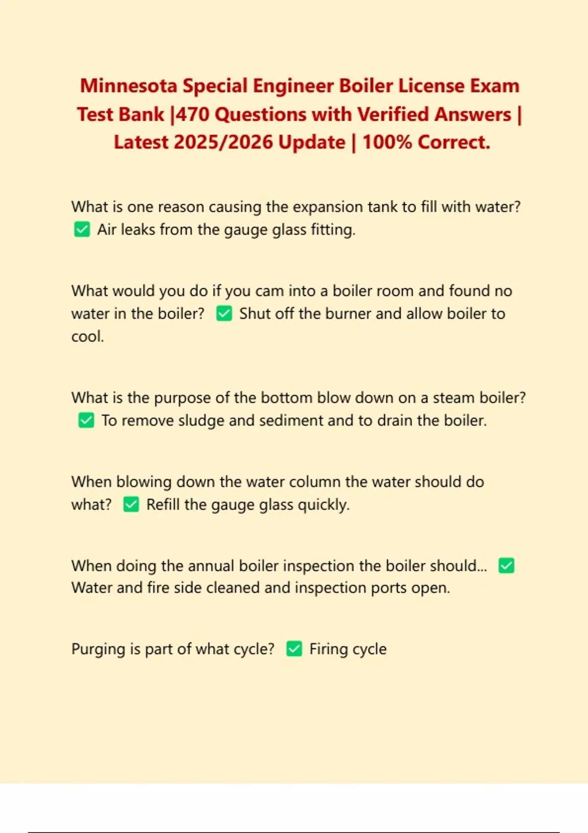 Minnesota Special Engineer Boiler License Exam Test Bank |470 Questions ...
