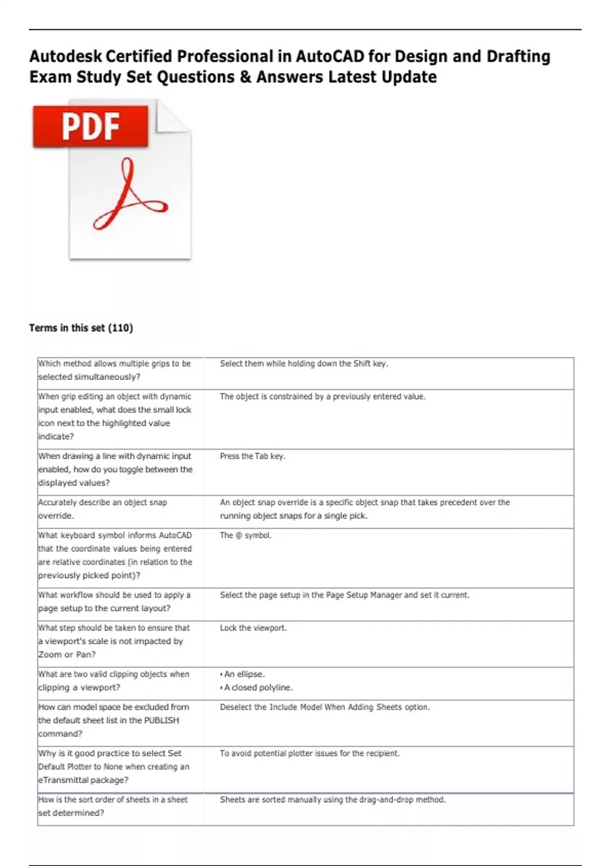 Autodesk Certified Professional in AutoCAD for Design and Drafting Exam ...