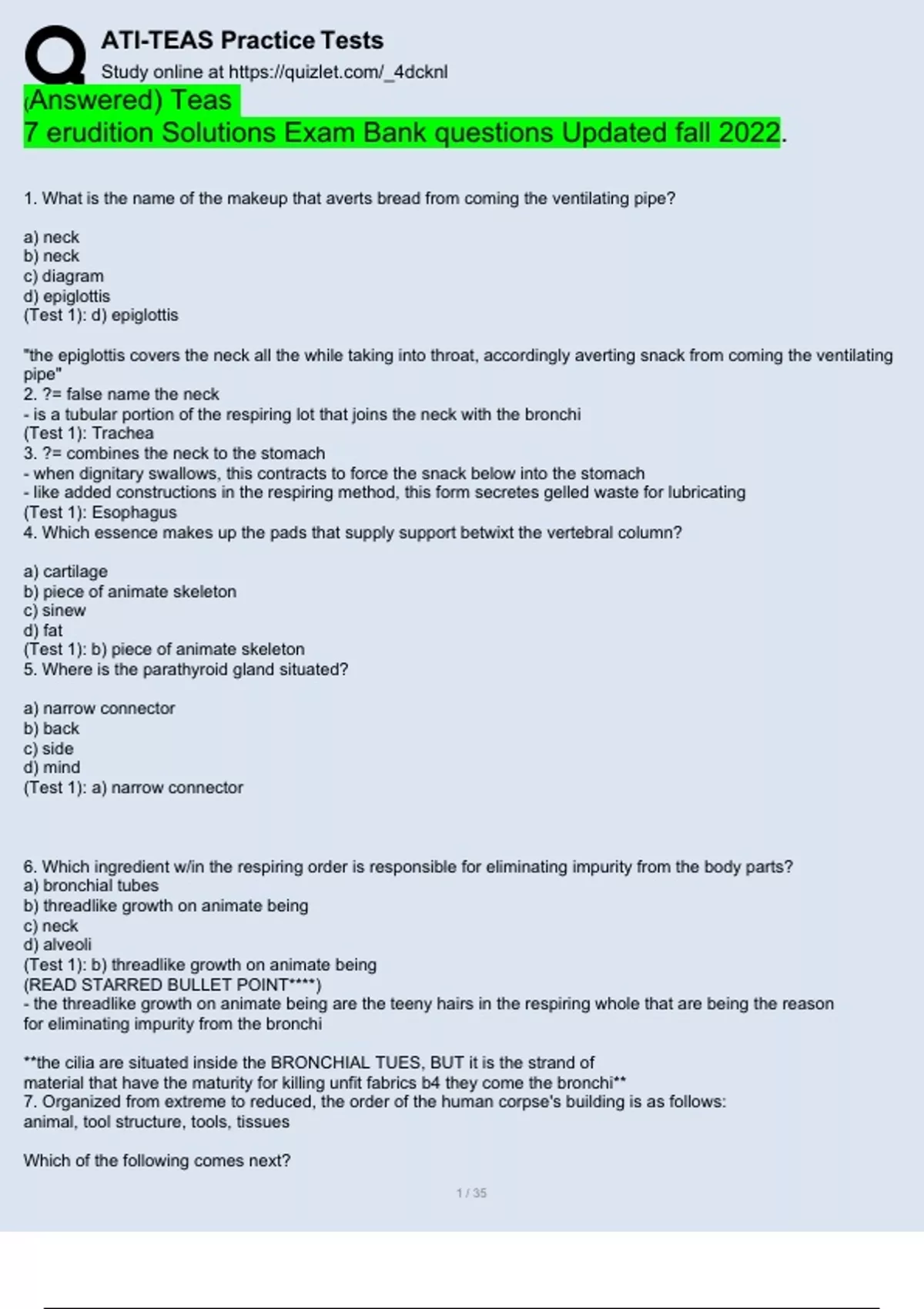 ATI-TEAS Practice Tests - ATI TEAS - Stuvia US