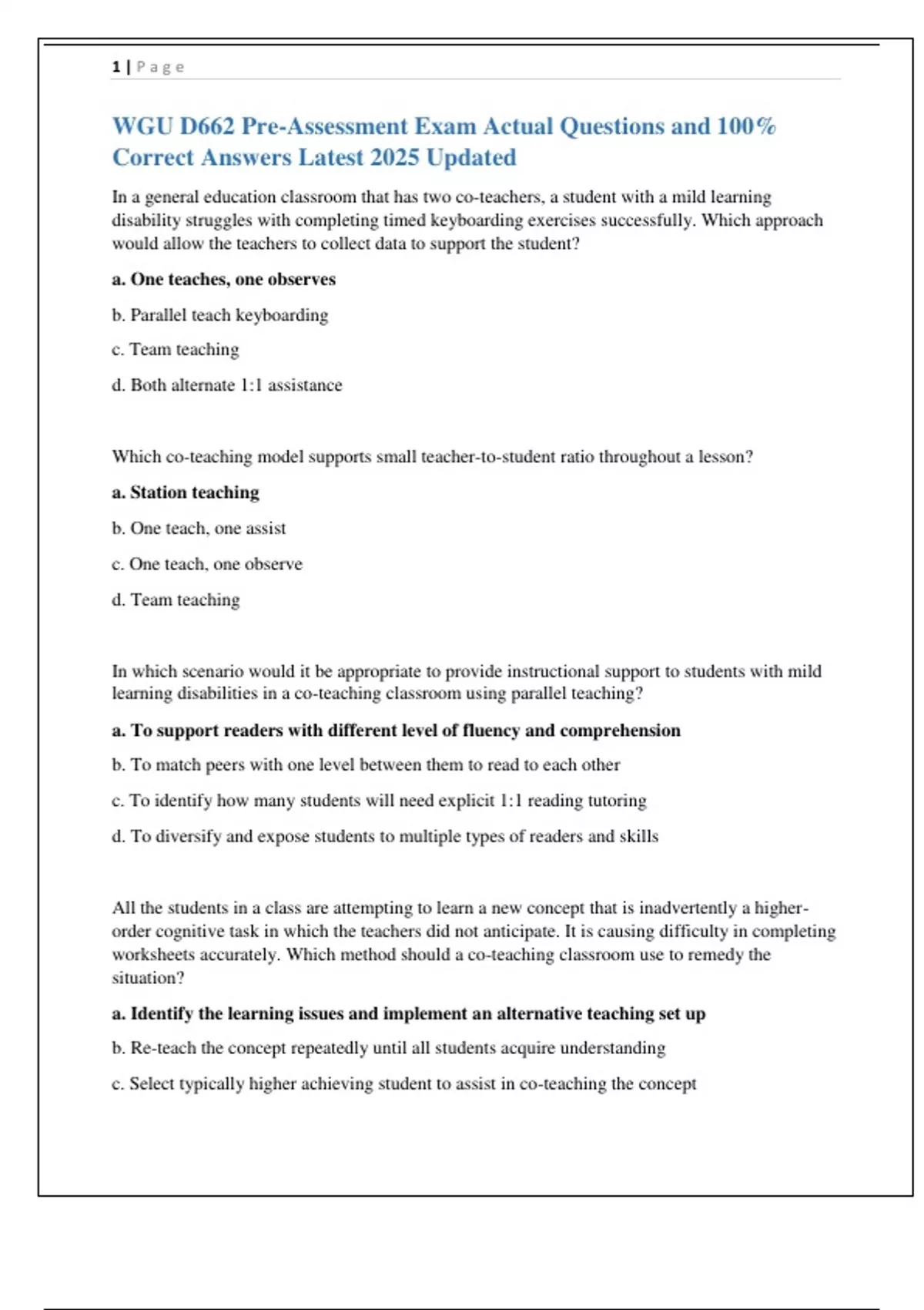 WGU D662 Pre-Assessment Exam Actual Questions and 100% Correct Answers ...