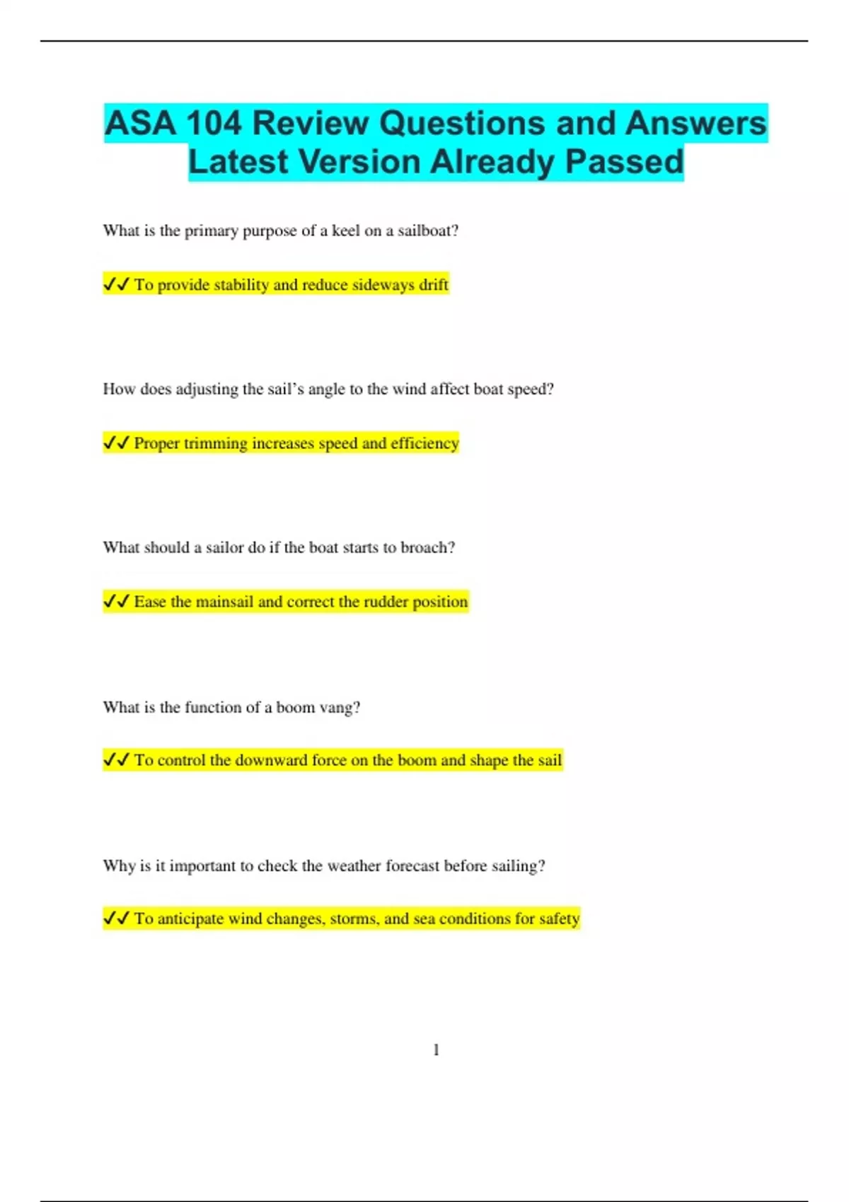 ASA 104 Bundled Exams Questions and Answers Latest Versions (2025/2026 ...