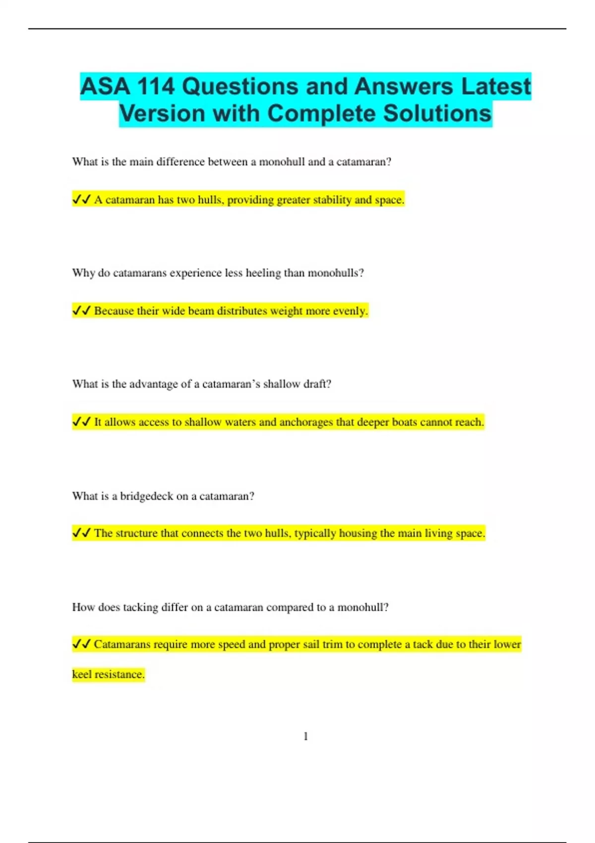 ASA 114 Questions and Answers Latest Version with Complete Solutions ...